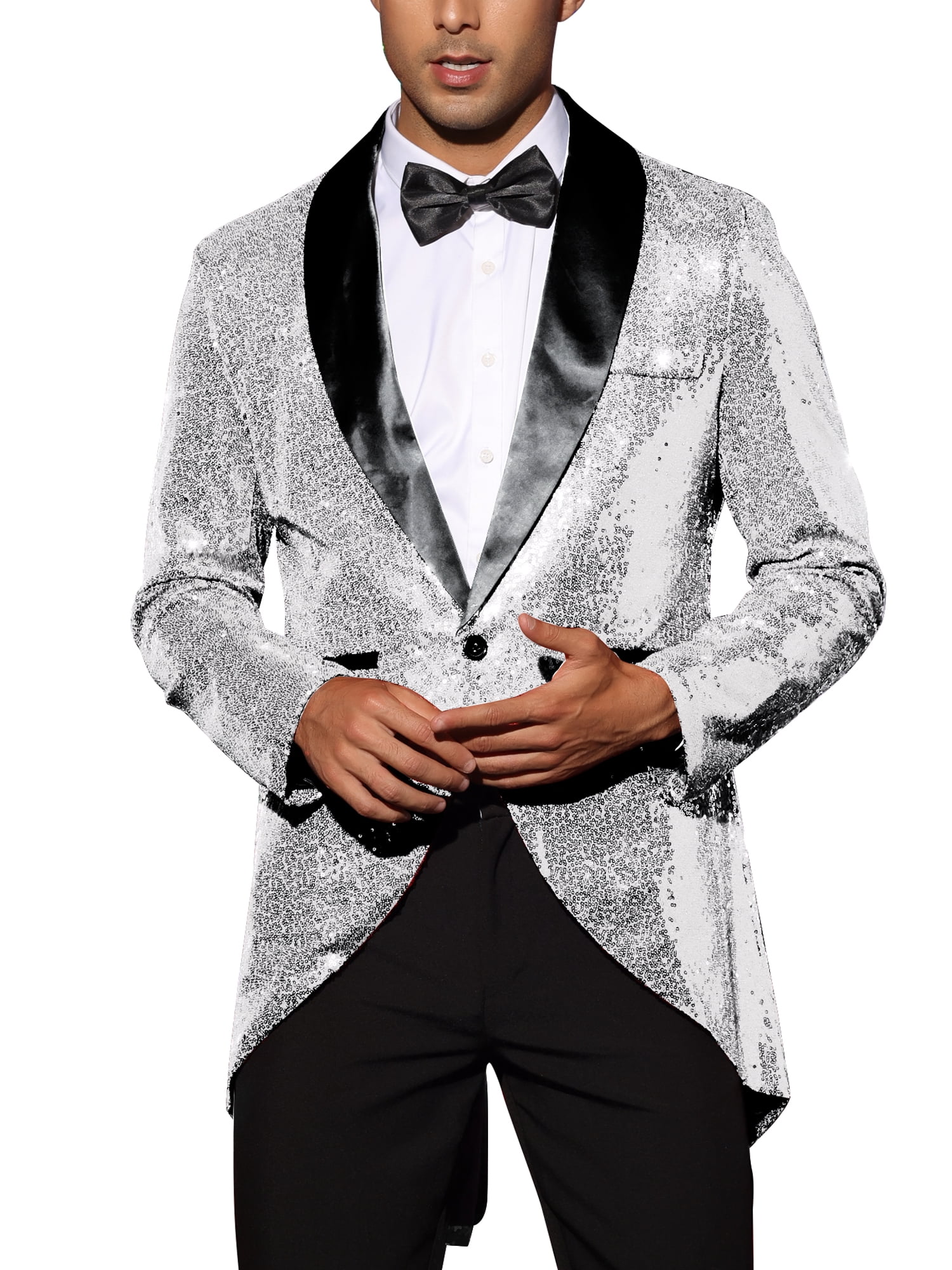 Lars Amadeus Sequin Tuxedo for Men's Shawl Lapel Shiny Party Wedding ...