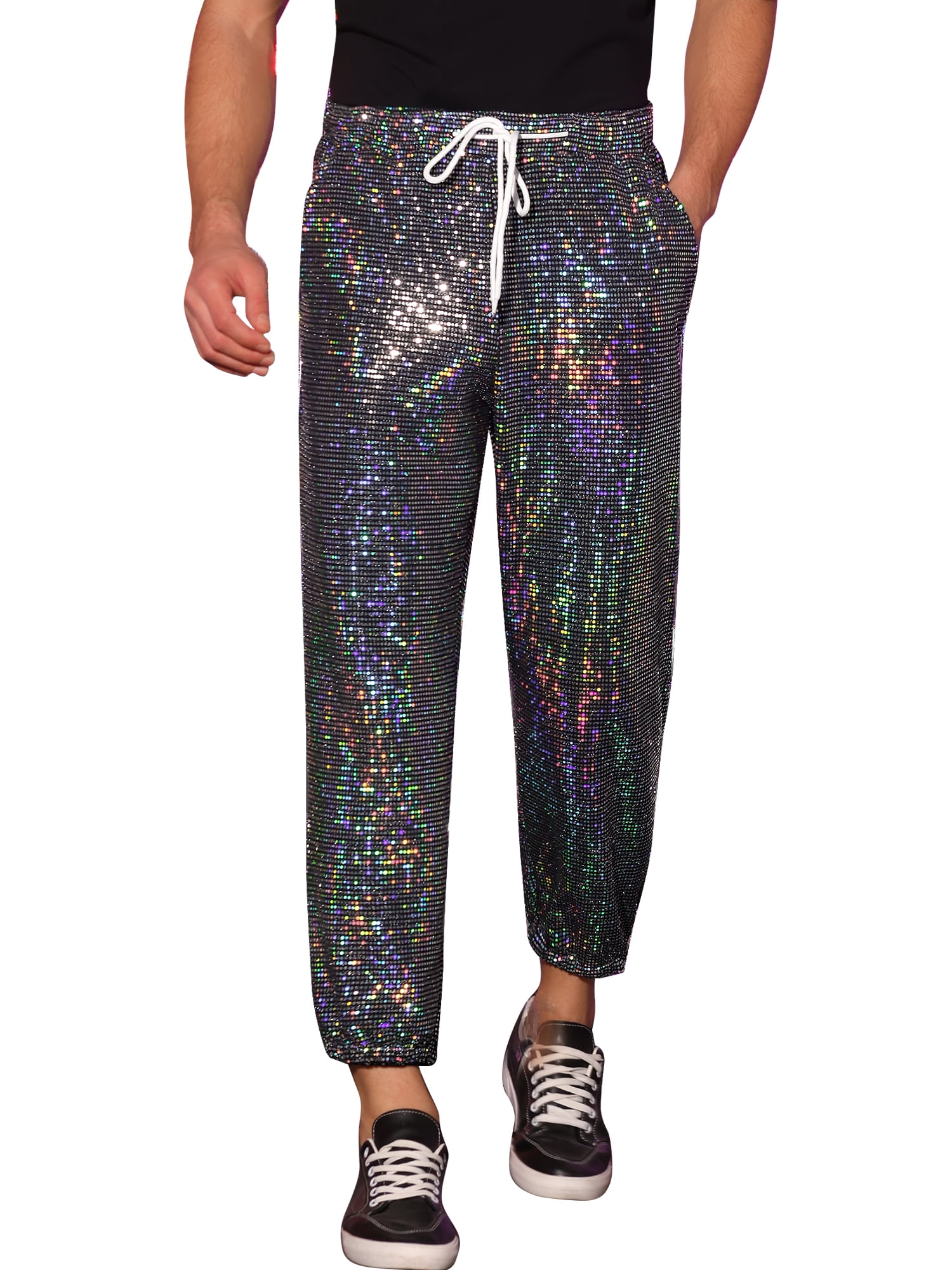 INSPIRE CHIC Sequins Drawstring Pants for Men's Elastic Waist Nightwear ...