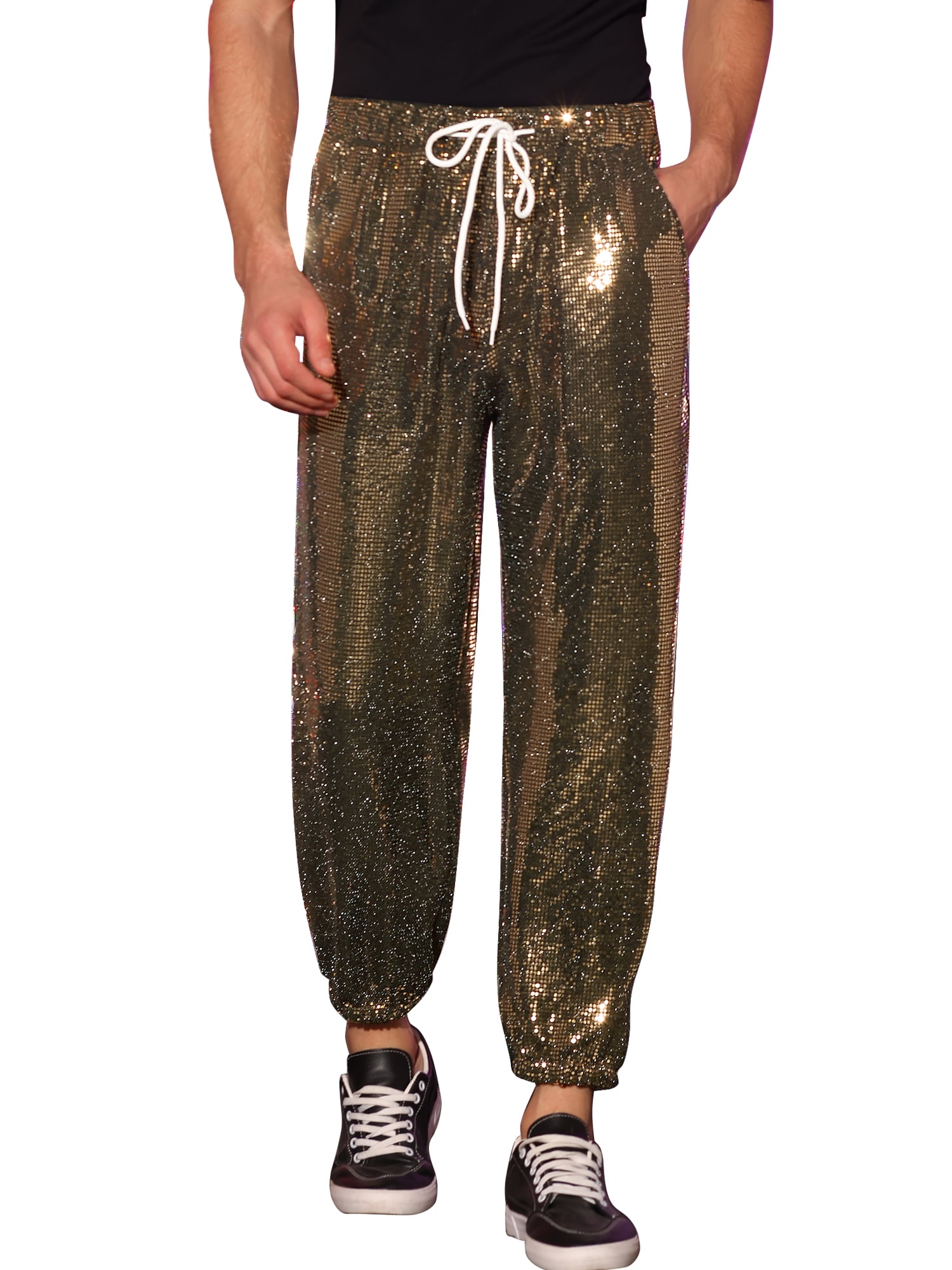 INSPIRE CHIC Sequins Drawstring Pants for Men's Elastic Waist Nightwear ...
