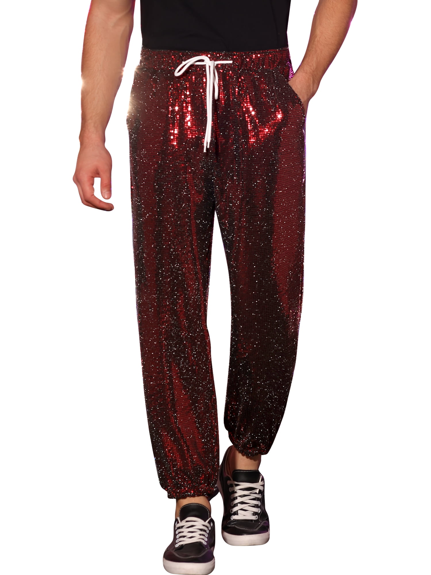 INSPIRE CHIC Sequins Drawstring Pants for Men's Elastic Waist Nightwear ...