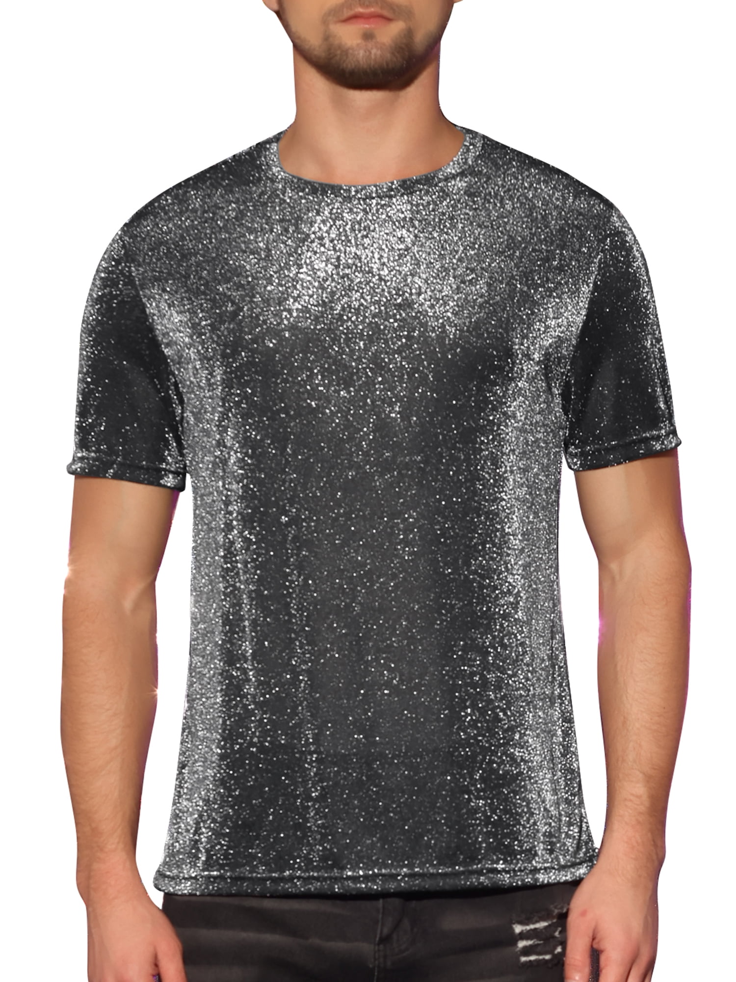 INSPIRE CHIC Sheer Mesh T-Shirts for Men's Short Sleeves Tee Shiny ...
