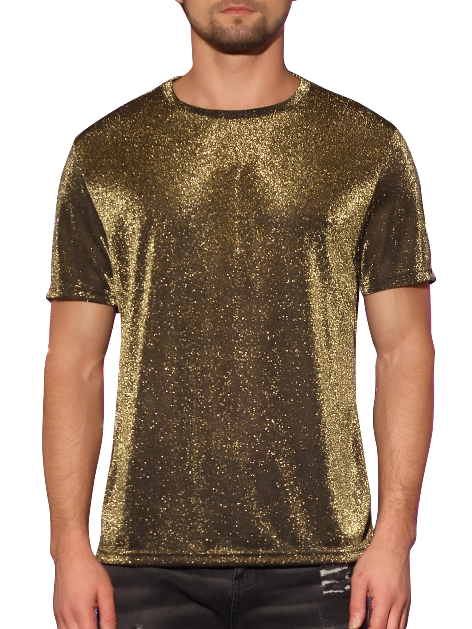 INSPIRE CHIC Sheer Mesh T-Shirts for Men's Short Sleeves Tee Shiny ...