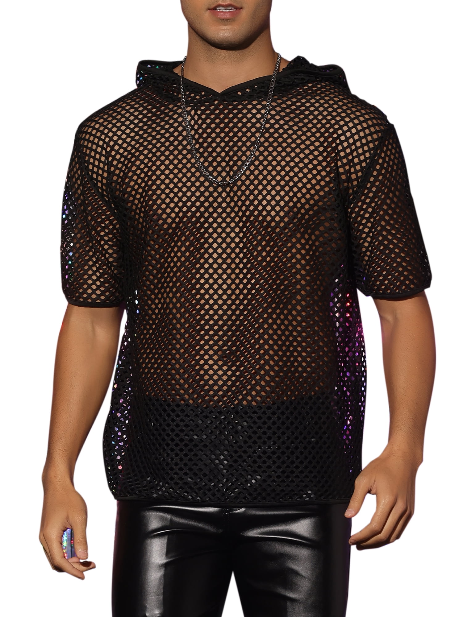 INSPIRE CHIC Sheer Mesh T-Shirts for Men's See Through Short Sleeves ...