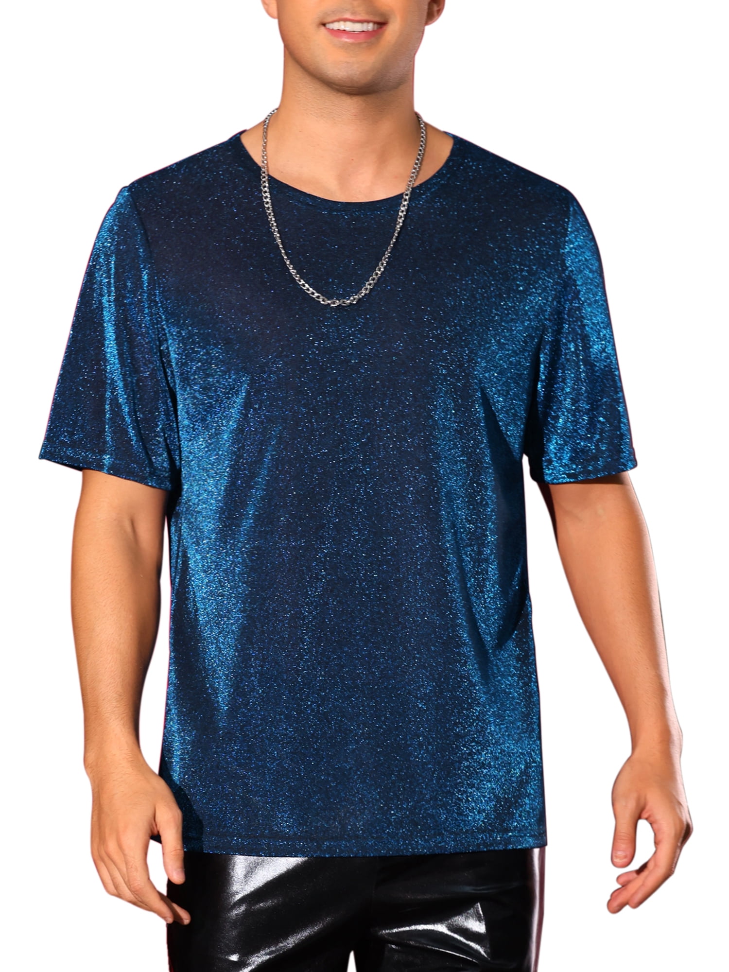 INSPIRE CHIC Sheer Mesh T-Shirts for Men's Short Sleeves Tee Shiny ...