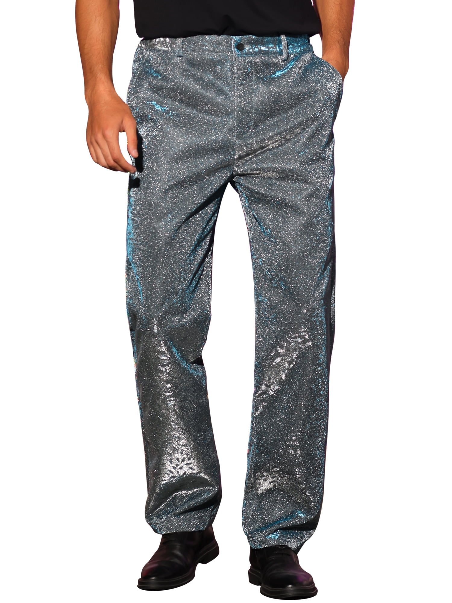 INSPIRE CHIC Shiny Pants for Men's Slim Fit Glitter Disco Party Dance ...