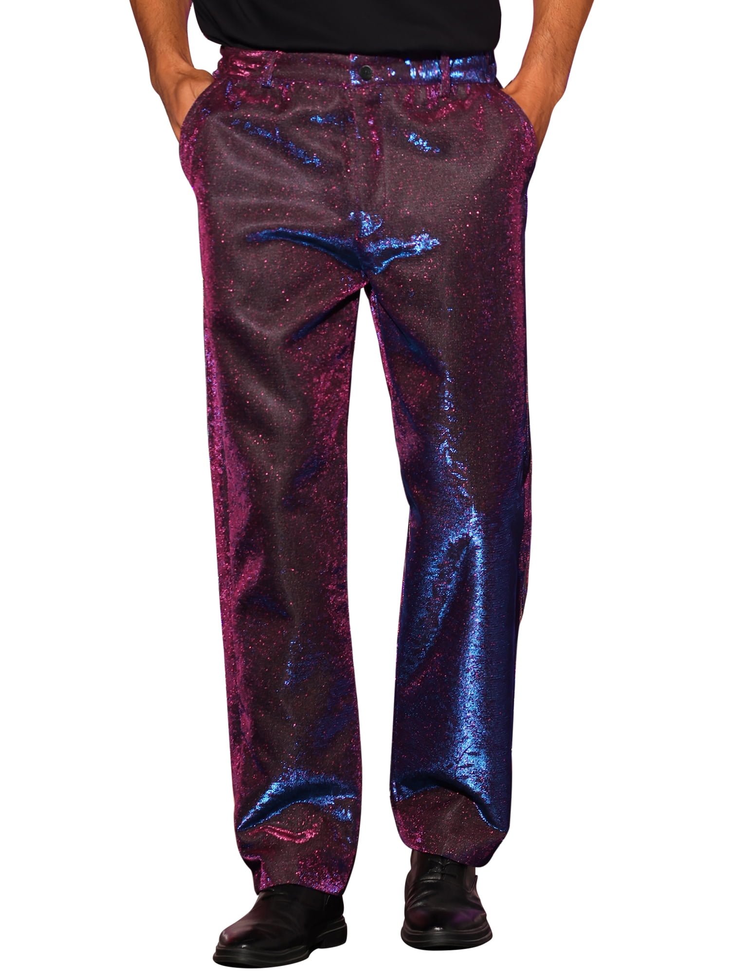 Lars Amadeus Shiny Pants for Men's Slim Fit Glitter Disco Party Dance ...