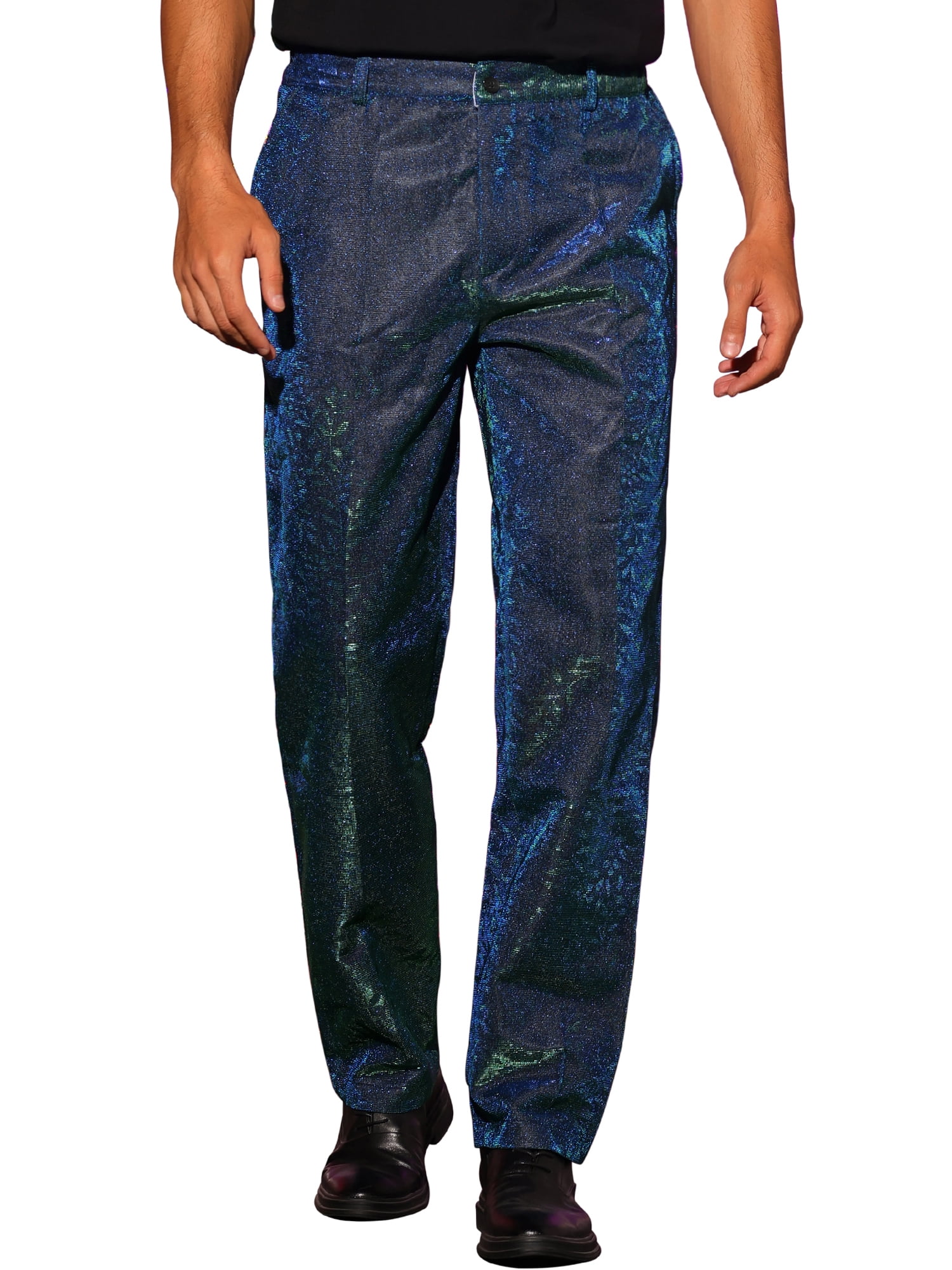 INSPIRE CHIC Shiny Pants for Men's Slim Fit Glitter Disco Party Dance ...
