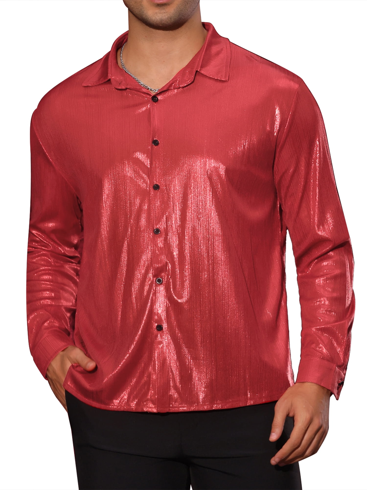 INSPIRE CHIC 70s Disco Shirts for Men's Long Sleeves Button Down Party ...