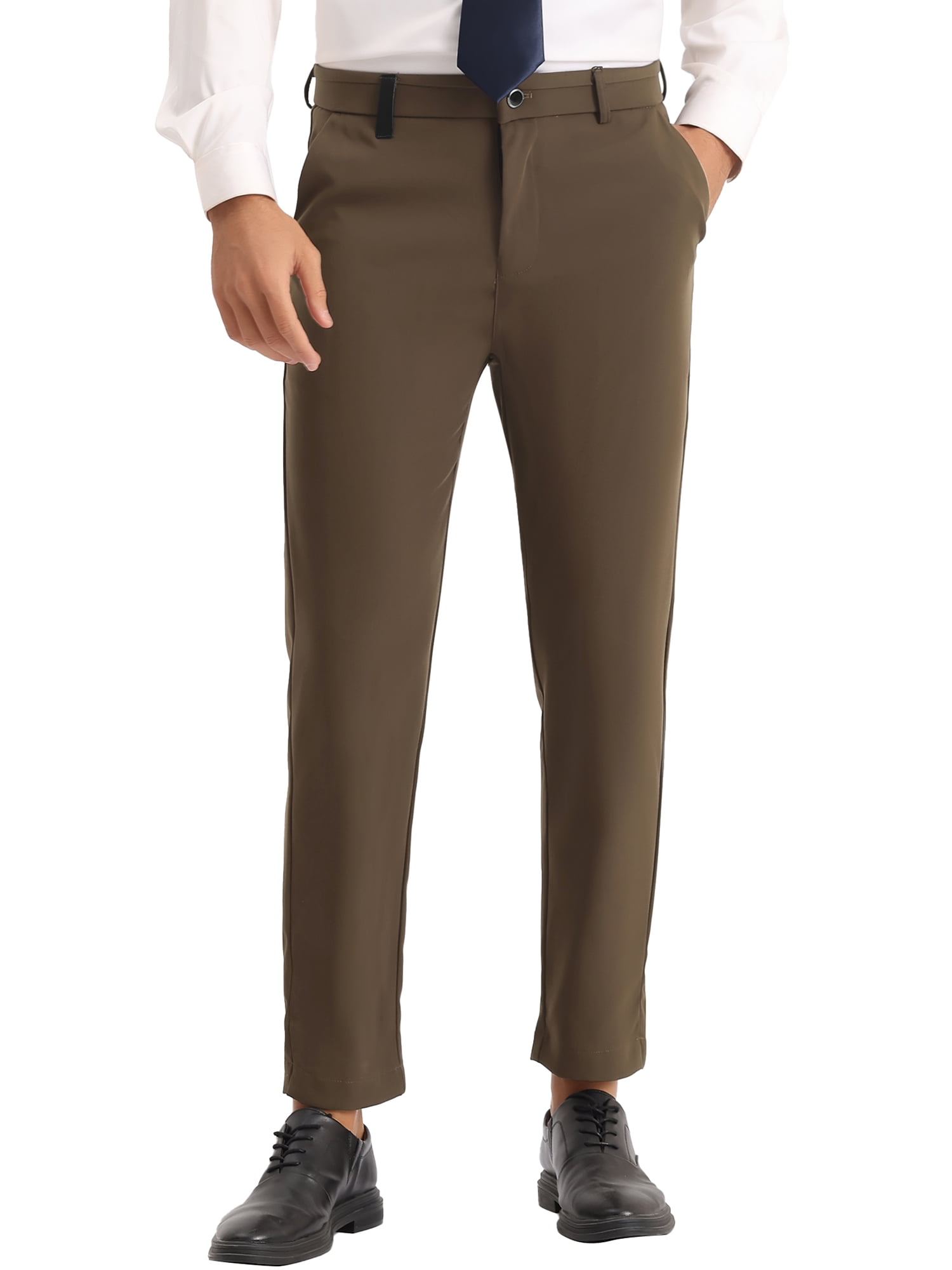 INSPIRE CHIC Skinny Trouser for Men's Solid Color Flat Front Formal ...
