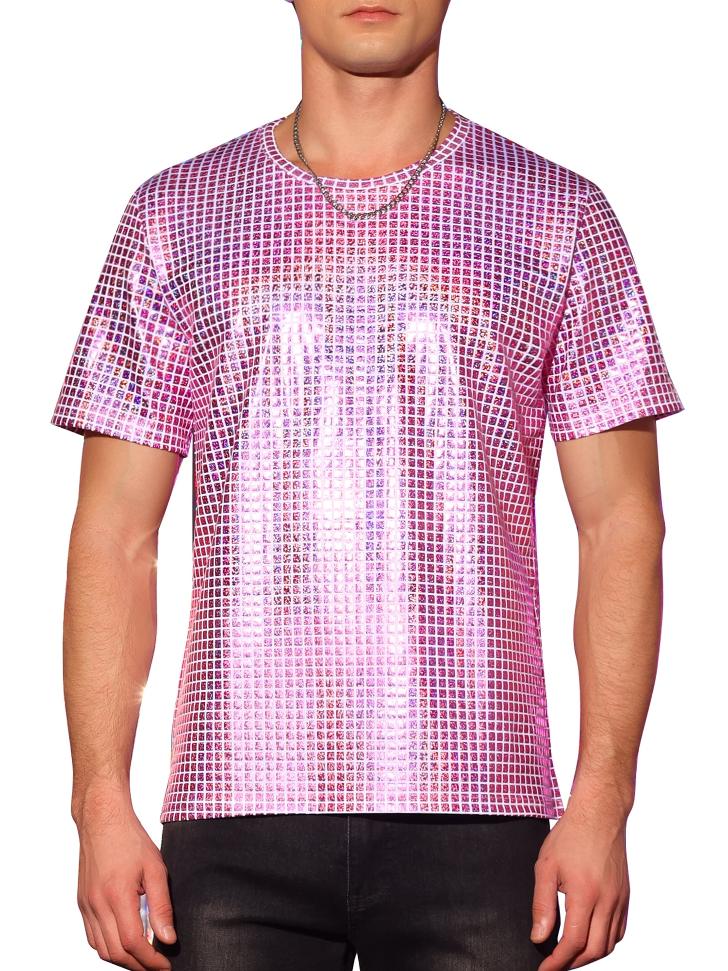 INSPIRE CHIC Metallic T-Shirt for Men's Round Neck Short Sleeves ...
