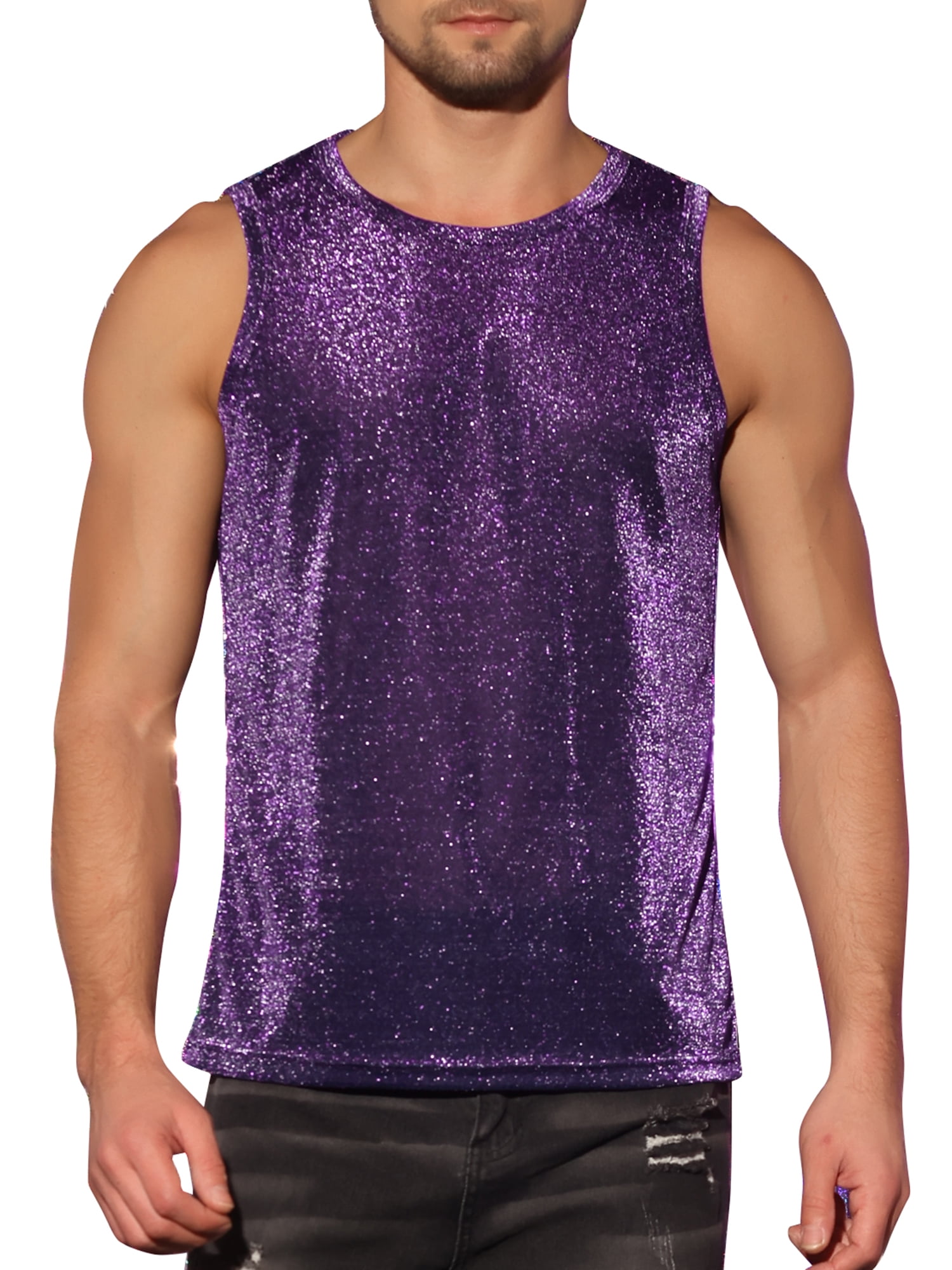 Lars Amadeus Sparkle Tank Top for Men's Slim FIt Shining Sleeveless ...