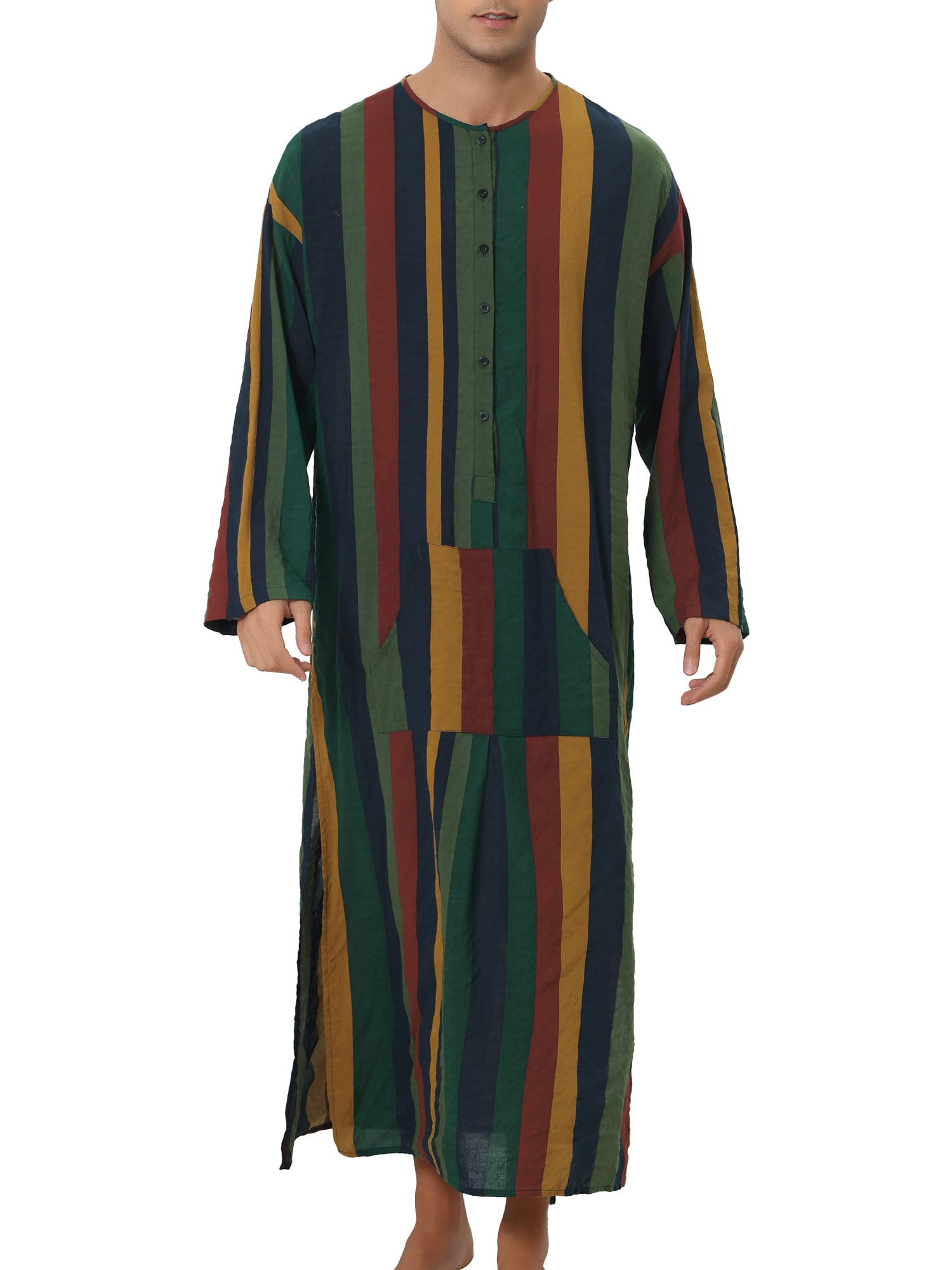 Lars Amadeus Striped Nightshirt for Men's Color Block Button Down ...
