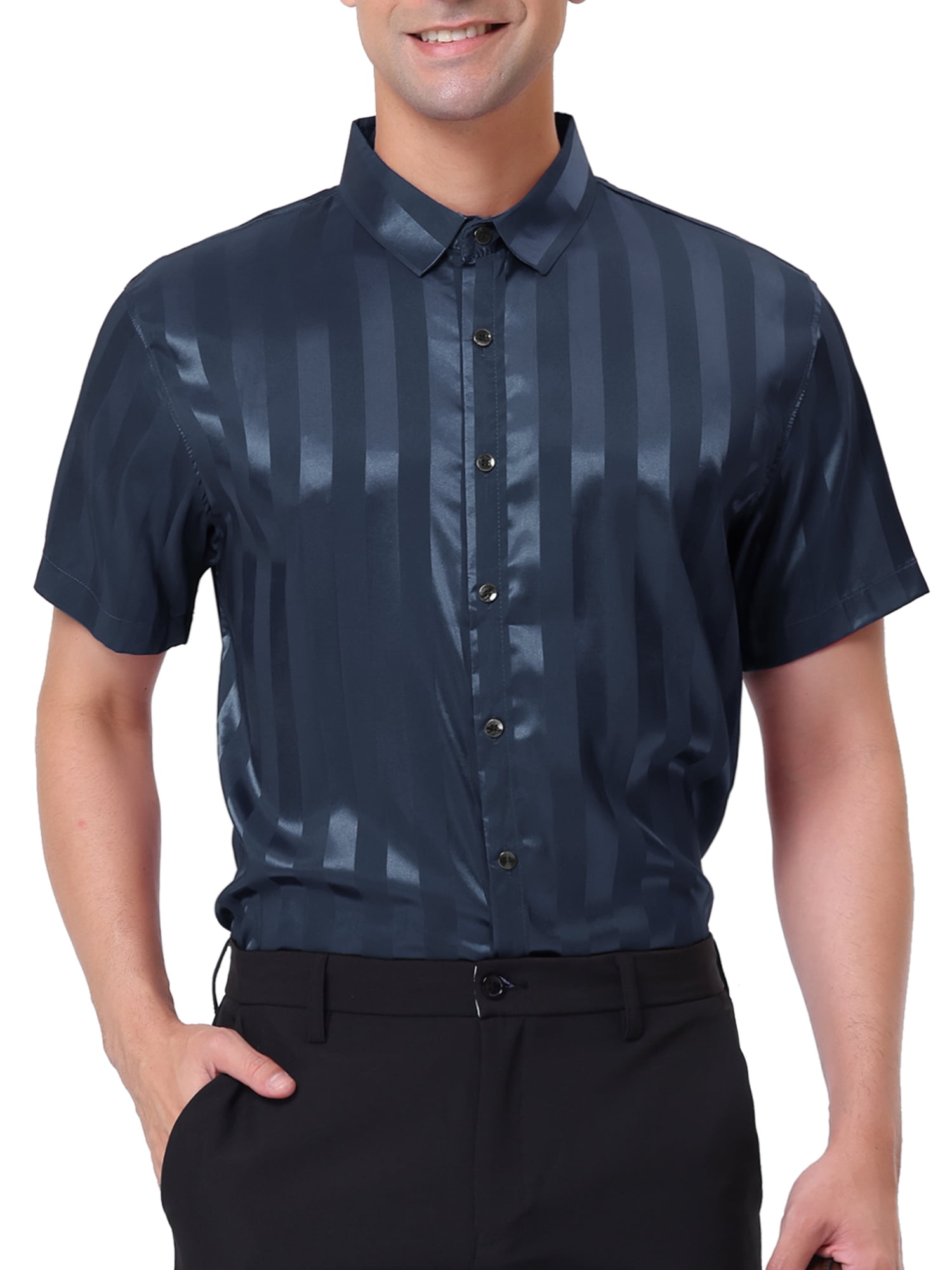 Lars Amadeus Striped Shirts for Men's Point Collar Button Down Short ...