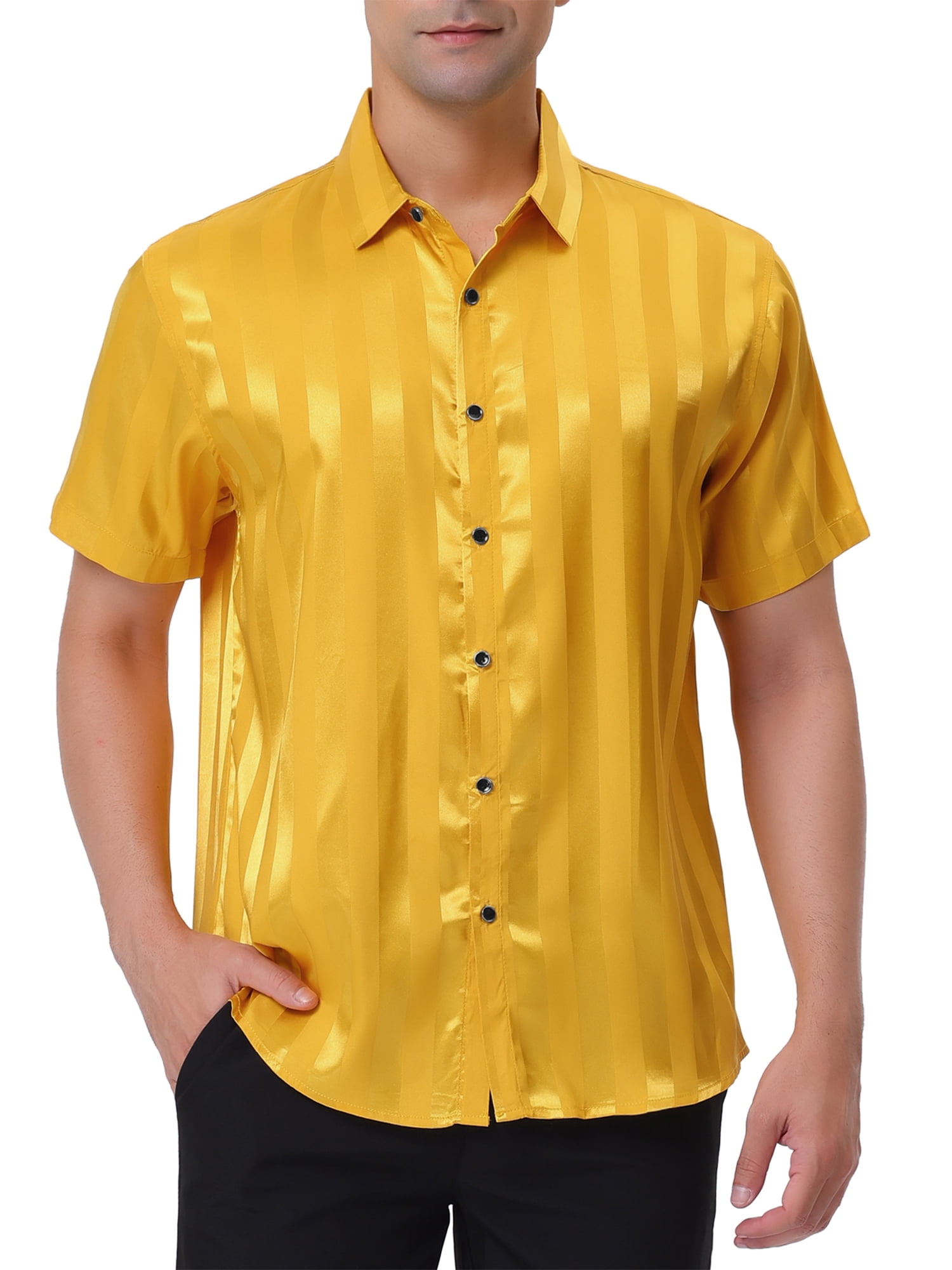 Lars Amadeus Striped Shirts For Mens Point Collar Button Down Short