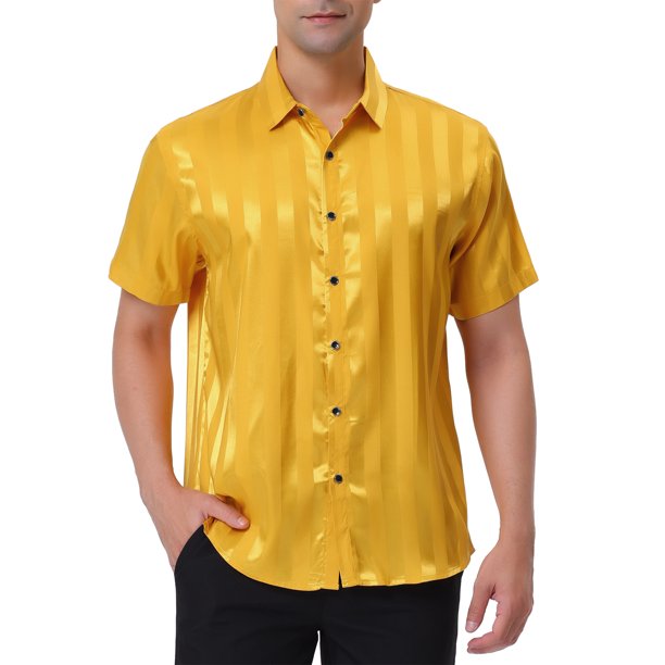 Lars Amadeus Striped Shirts for Men's Point Collar Button Down Short ...