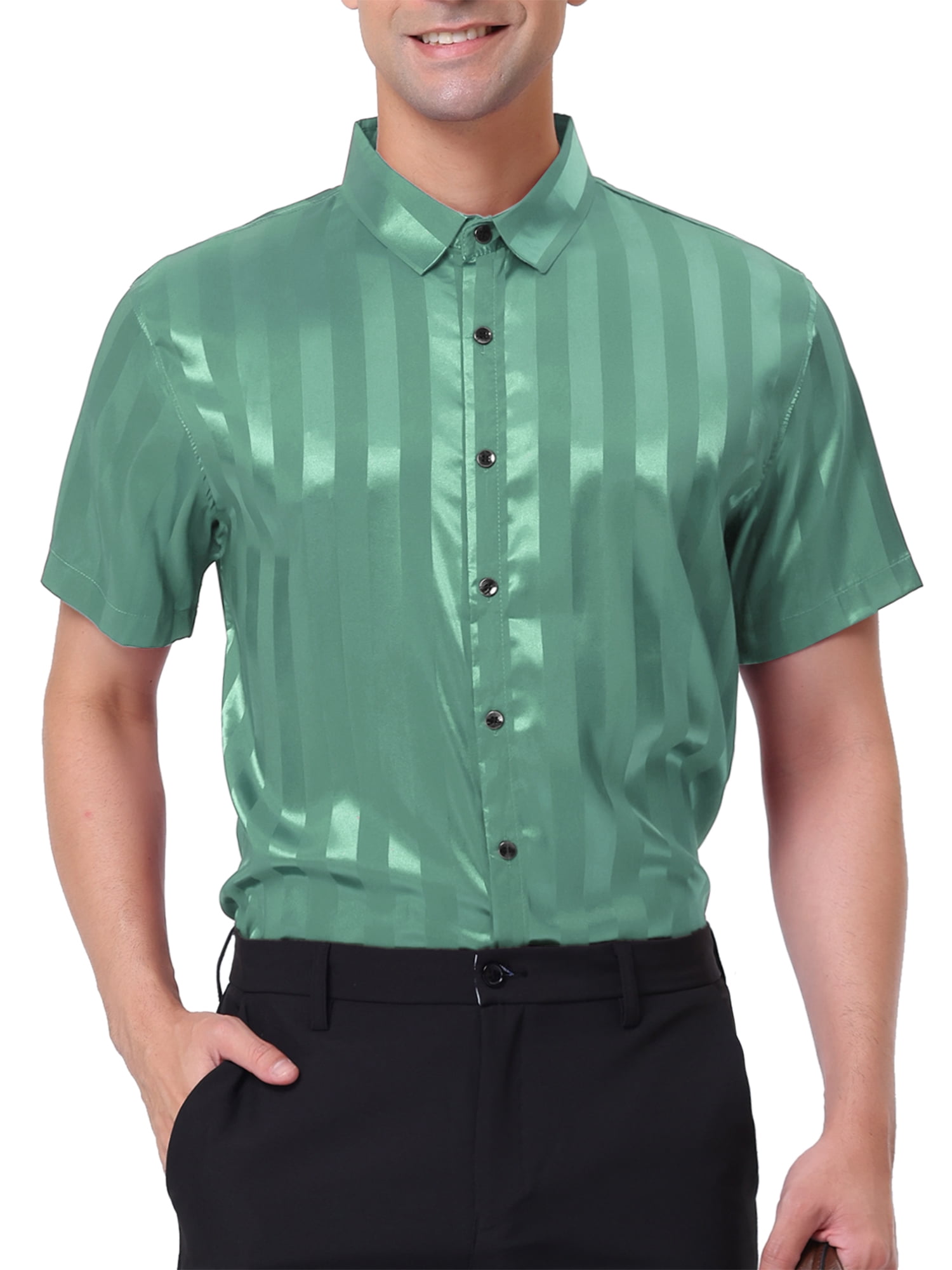 Lars Amadeus Striped Shirts for Men's Point Collar Button Down Short ...