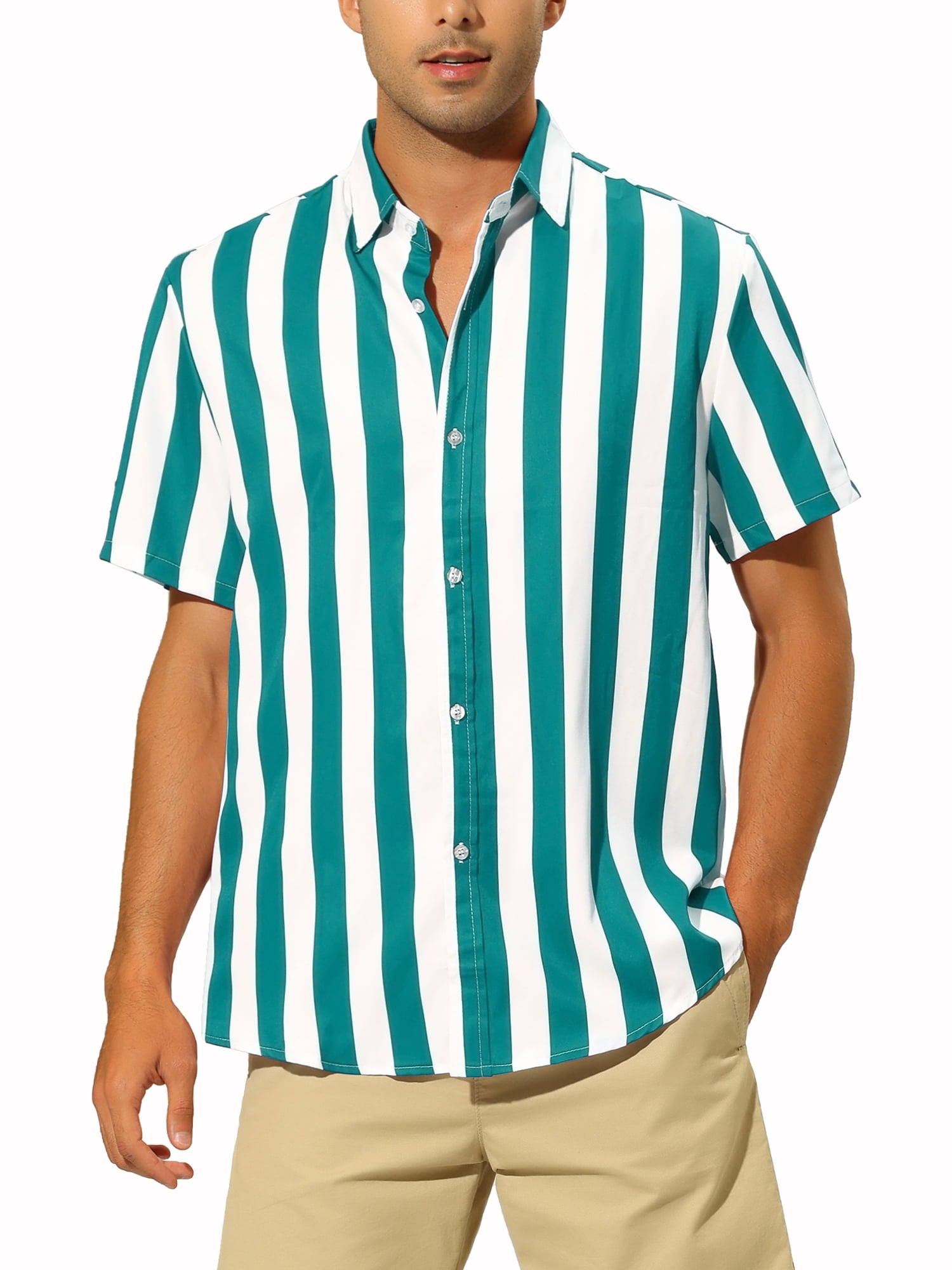 INSPIRE CHIC Striped Shirts for Men's Summer Regular Fit Short Sleeves ...