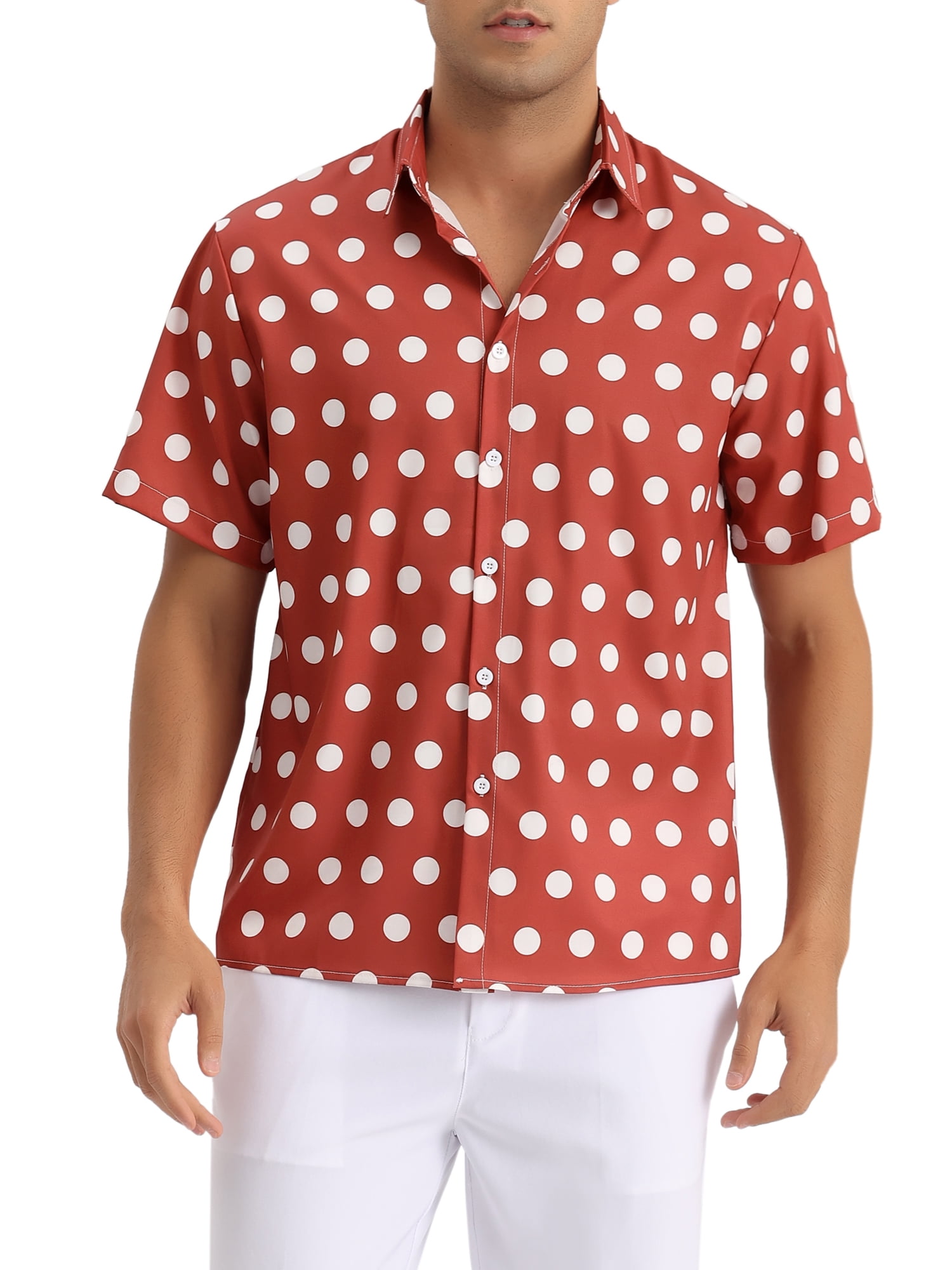 Lars Amadeus Summer Polka Dots Shirts for Men's Short Sleeves Color ...