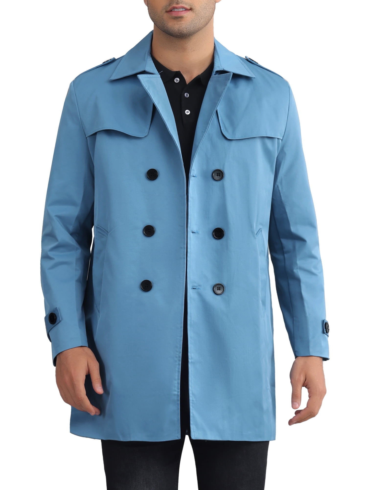 INSPIRE CHIC Trench Coat for Men's Notch Lapel Double Breasted ...