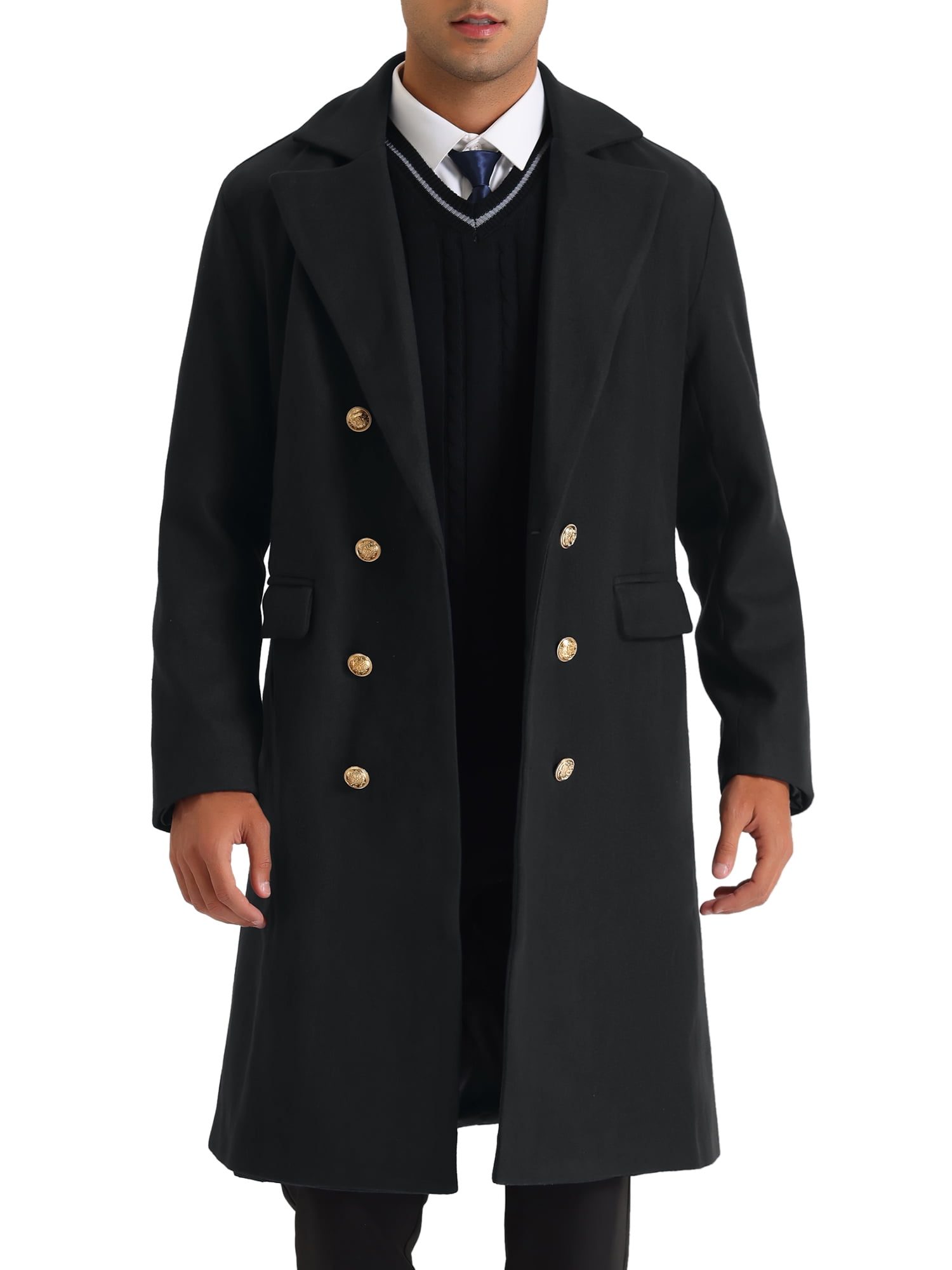Lars Amadeus Trench Coat for Men's Notched Lapel Double Breasted Slim ...