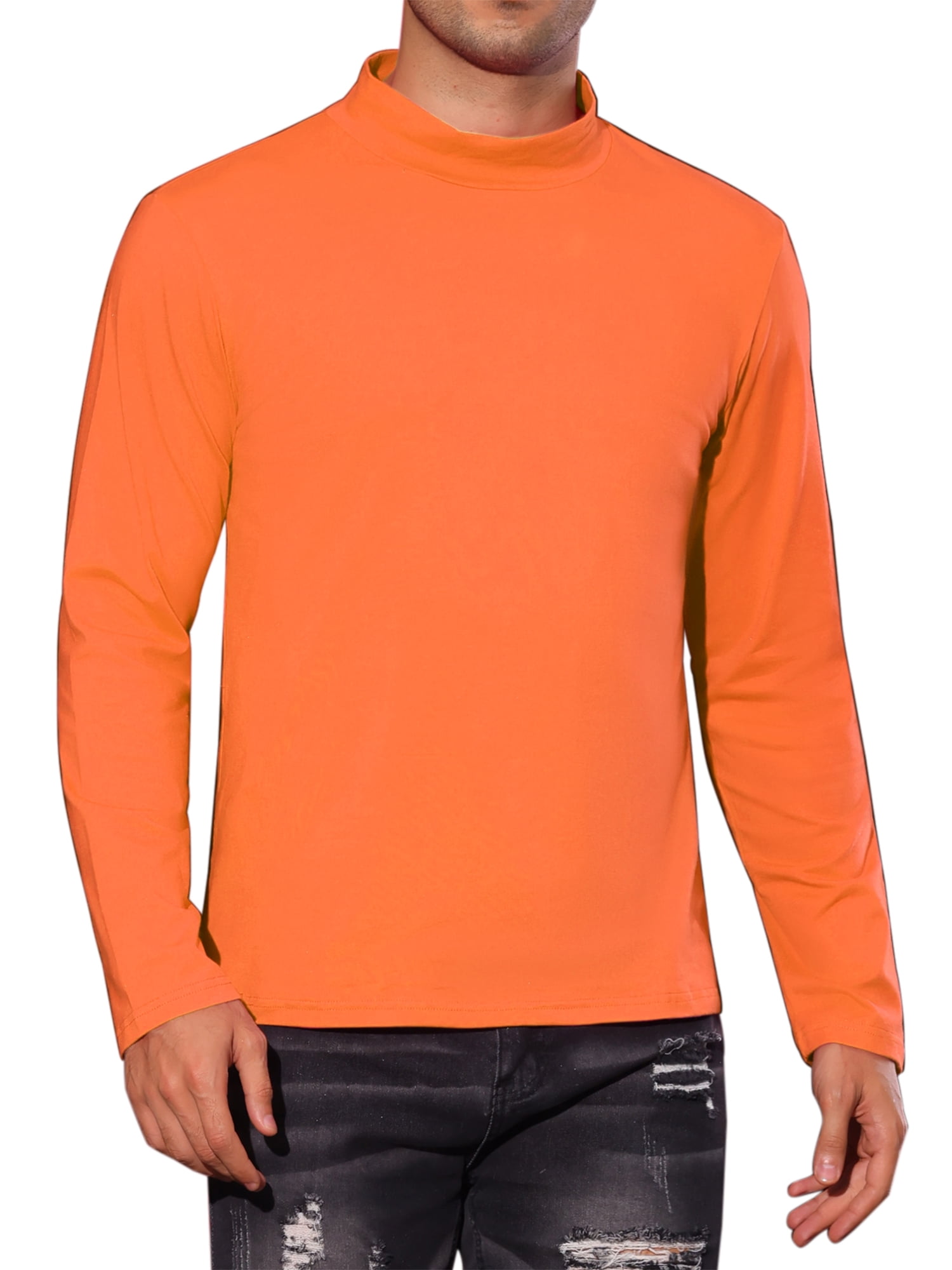 INSPIRE CHIC Turtleneck T-Shirt for Men's Mock Neck Long Sleeves Basic ...