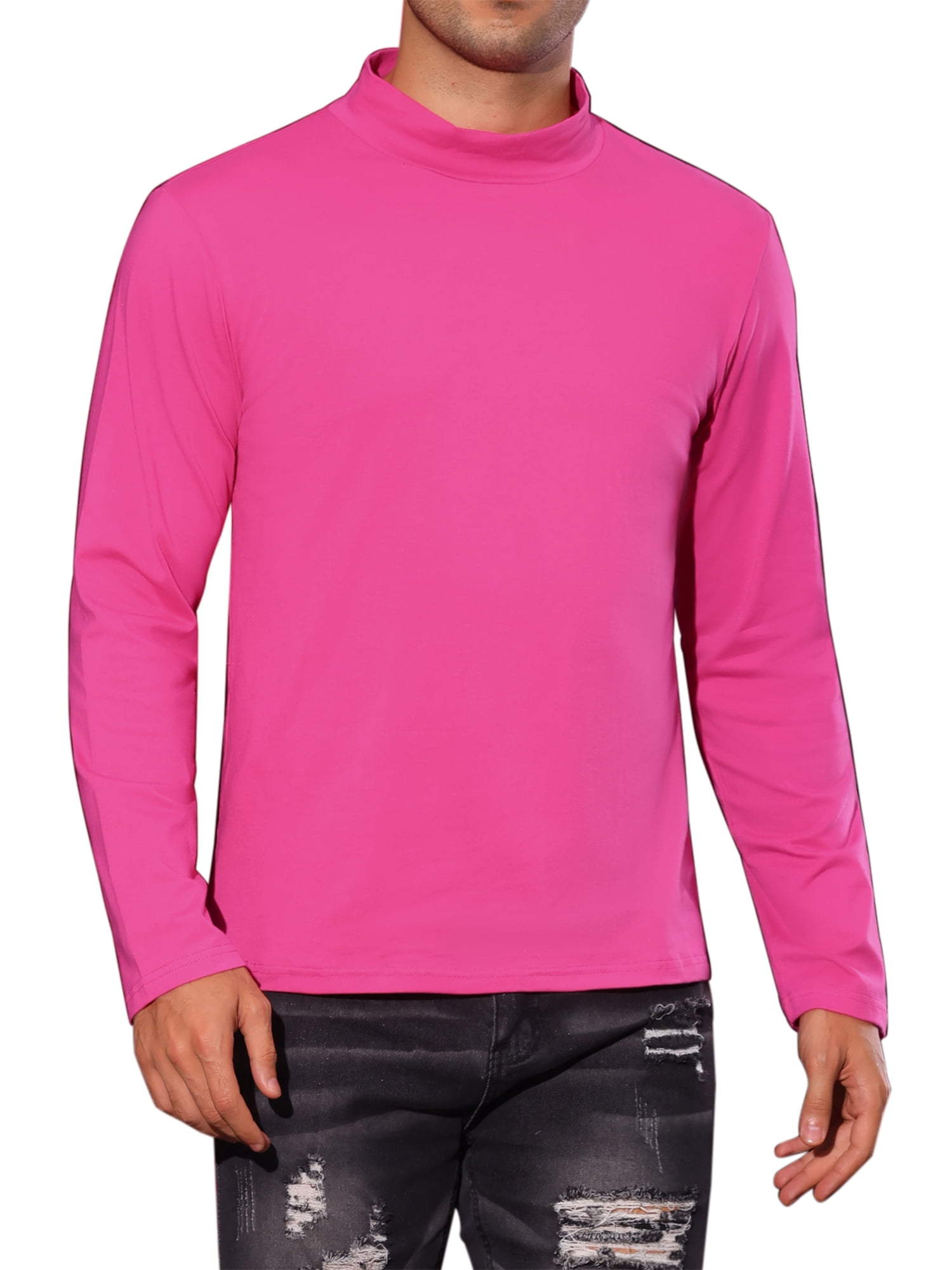 INSPIRE CHIC Turtleneck T-Shirt for Men's Mock Neck Long Sleeves Basic ...