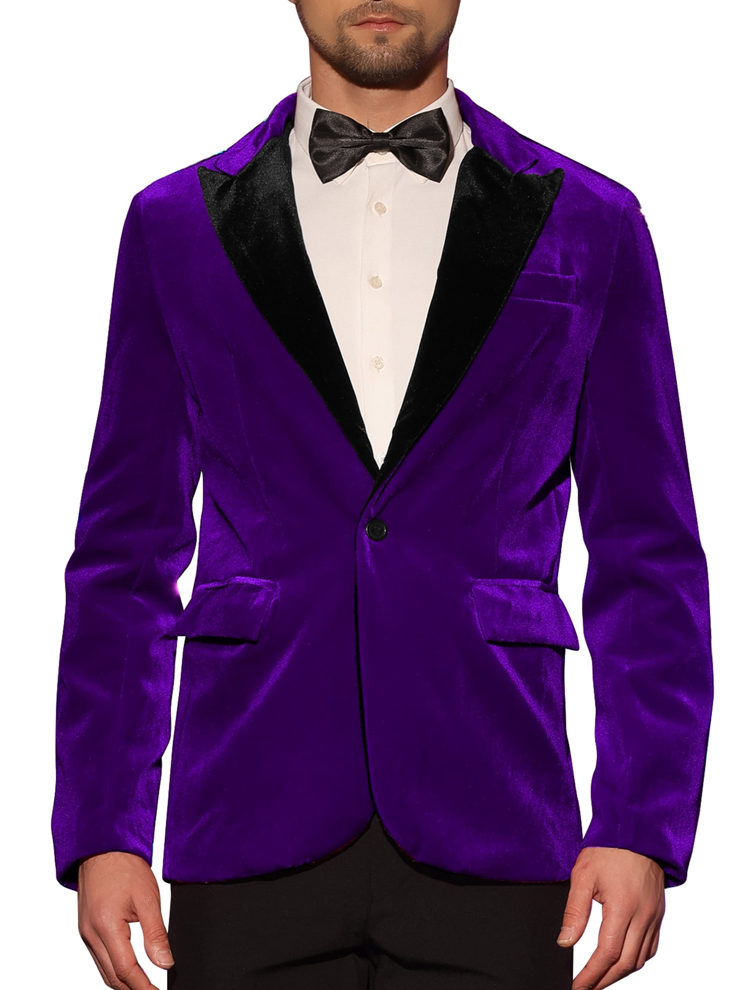 INSPIRE CHIC Velvet Suit Jacket for Men's Contrast Lapel Wedding Party ...