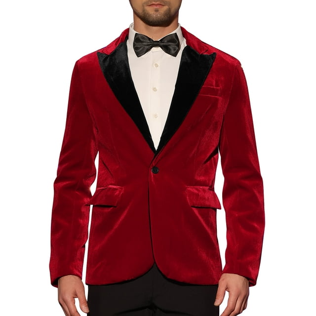 Lars Amadeus Velvet Suit Jacket for Men's Contrast Lapel Wedding Party ...