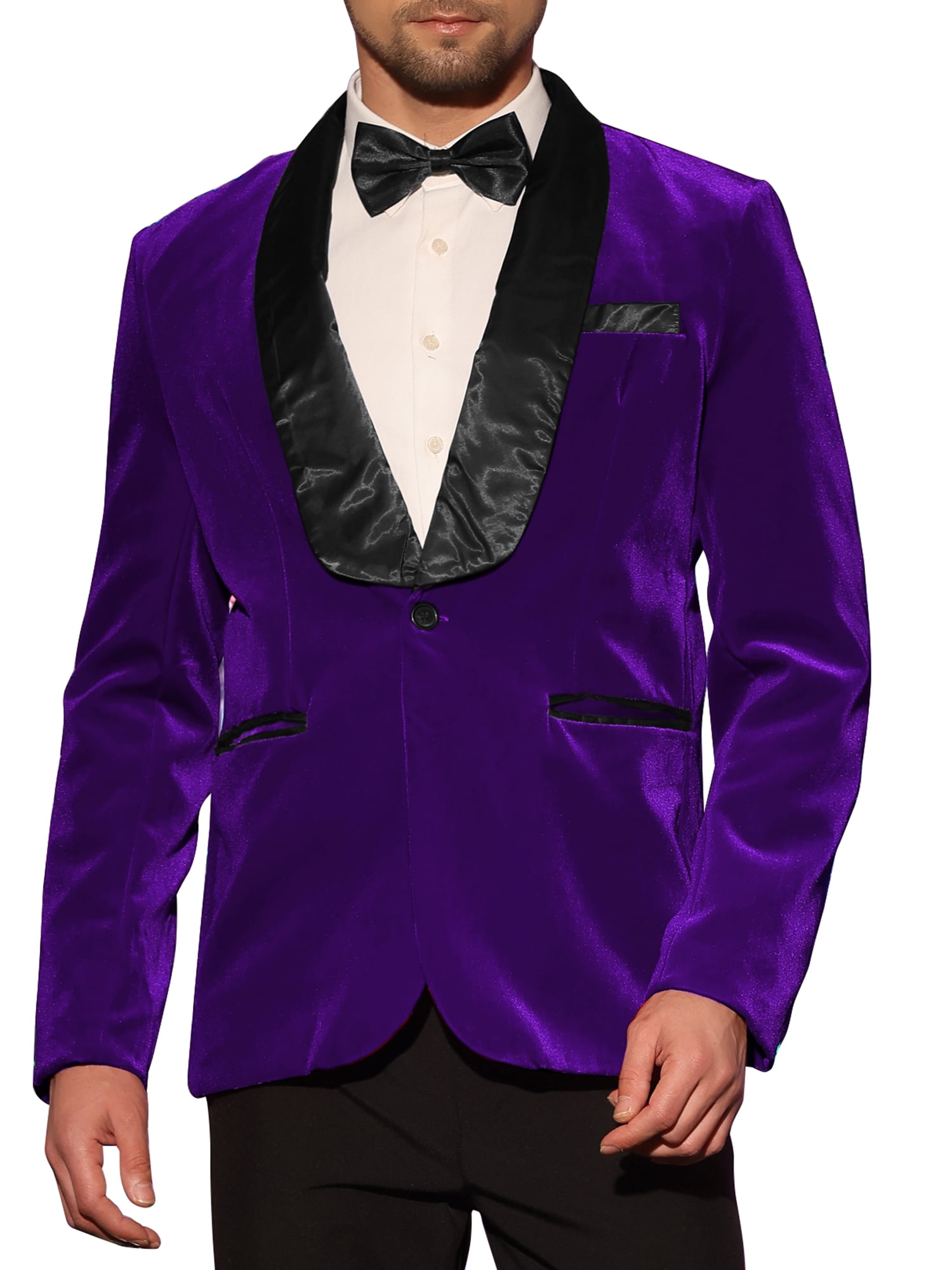 INSPIRE CHIC Velvet Tuxedo Blazers for Men's Shawl Lapel Formal Wedding ...