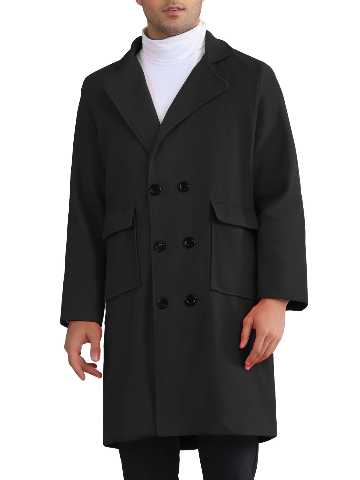 INSPIRE CHIC Winter Coats for Men's Notched Collar Double Breasted Long Trench Coat - Walmart.com