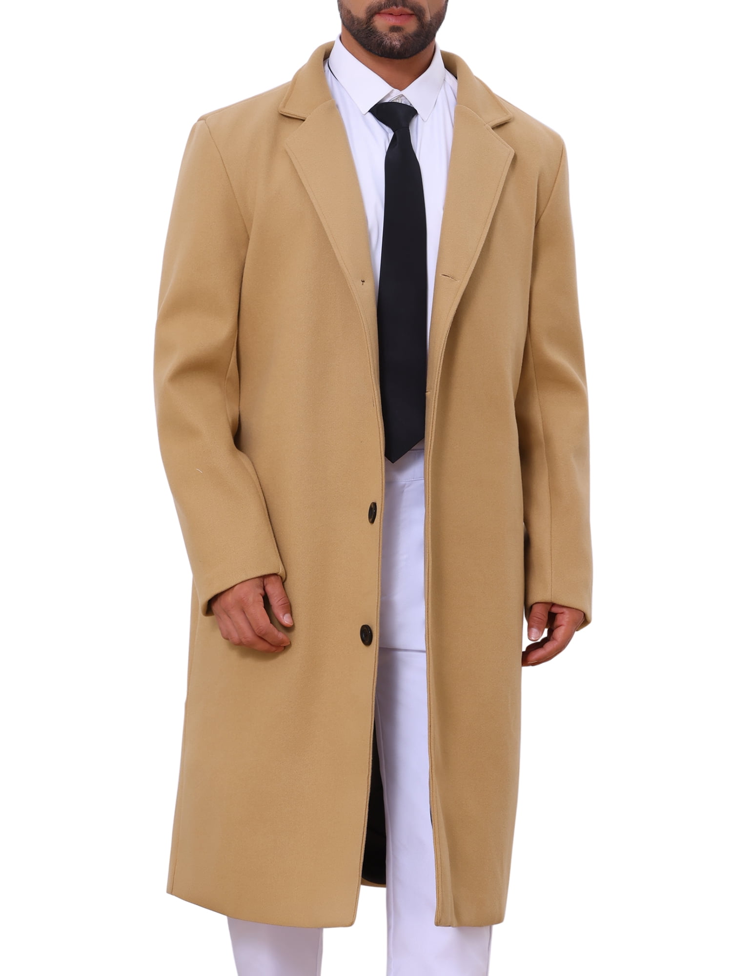 INSPIRE CHIC Winter Overcoat for Men's Single Breasted Notch Lapel ...