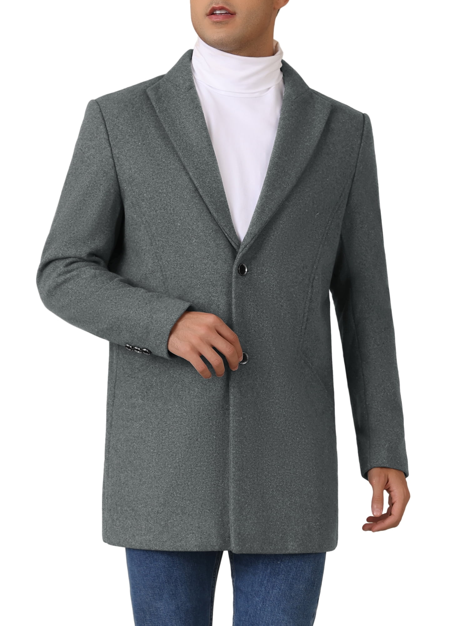 INSPIRE CHIC Winter Trench Coat for Men's Single Breasted Slim Fit ...