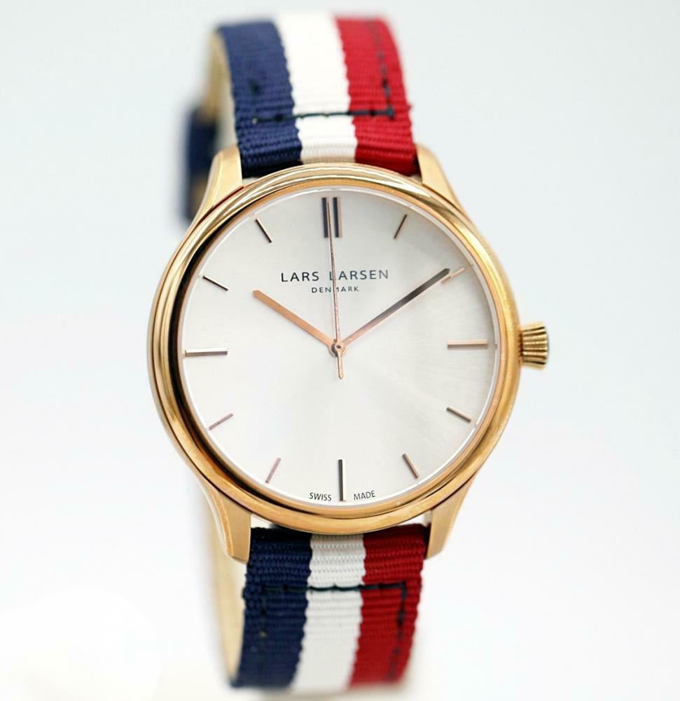 Lars Larsen Philip 120RBAN Rose Gold Plated Bright Air Nato Nylon Men's ...