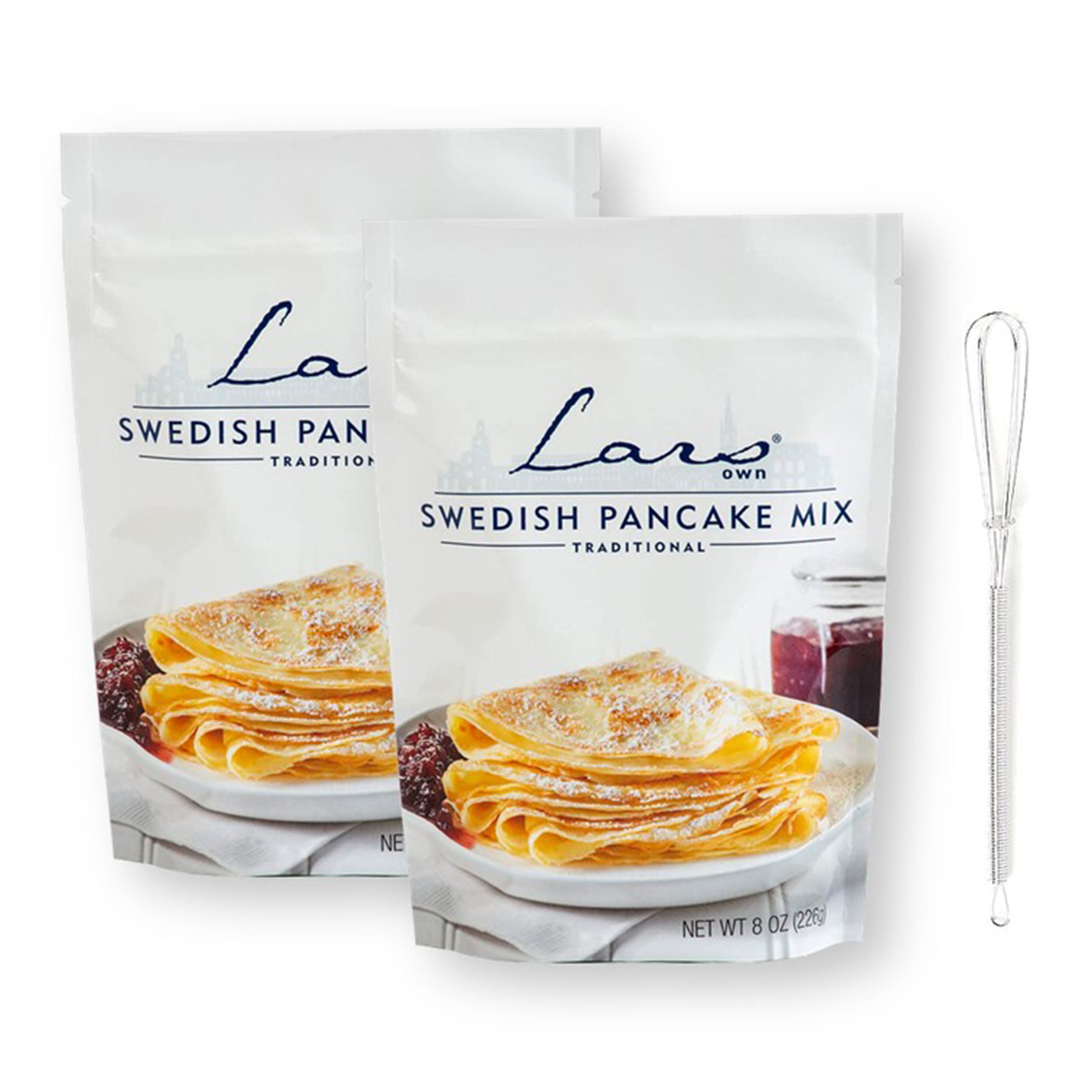 Lars Own Swedish Pancake Mix 8 Oz. X 2 with Mini Stainless Steel Wire ...