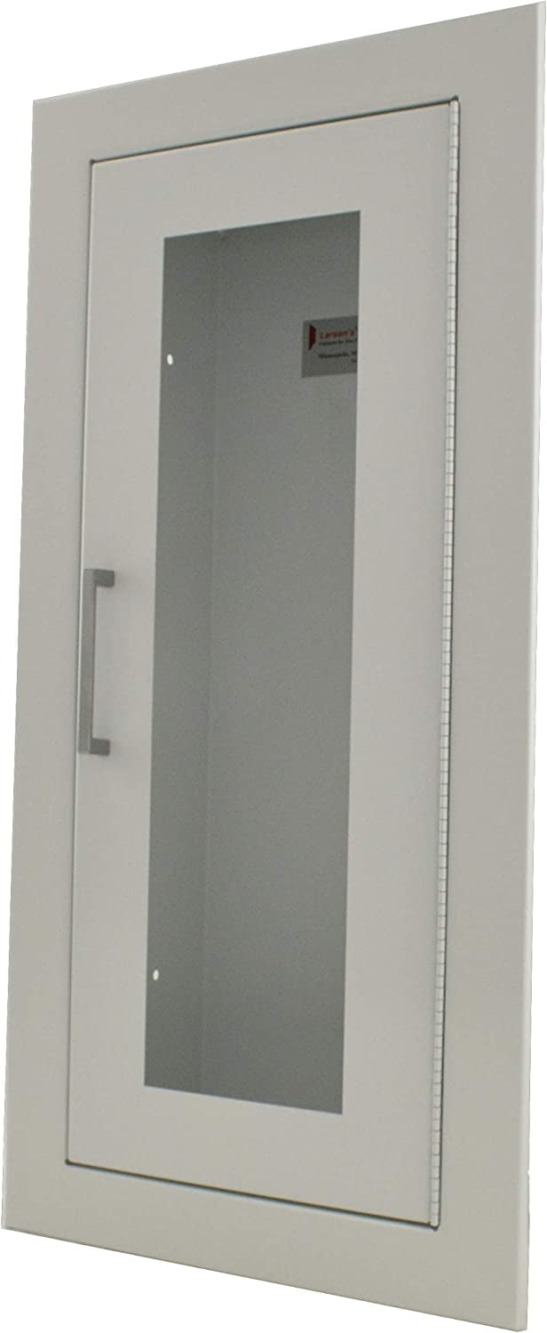 Larsens 2409-R2 Recessed Fire Extinguisher Cabinet-White Baked Enamel-Full Clear Acrylic Door ...