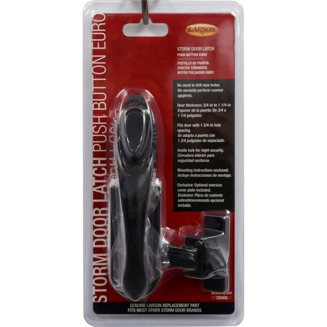 Larson Euro Black Push Button Handle - Surface Mount Fits Solid Core Doors - Walmart.com