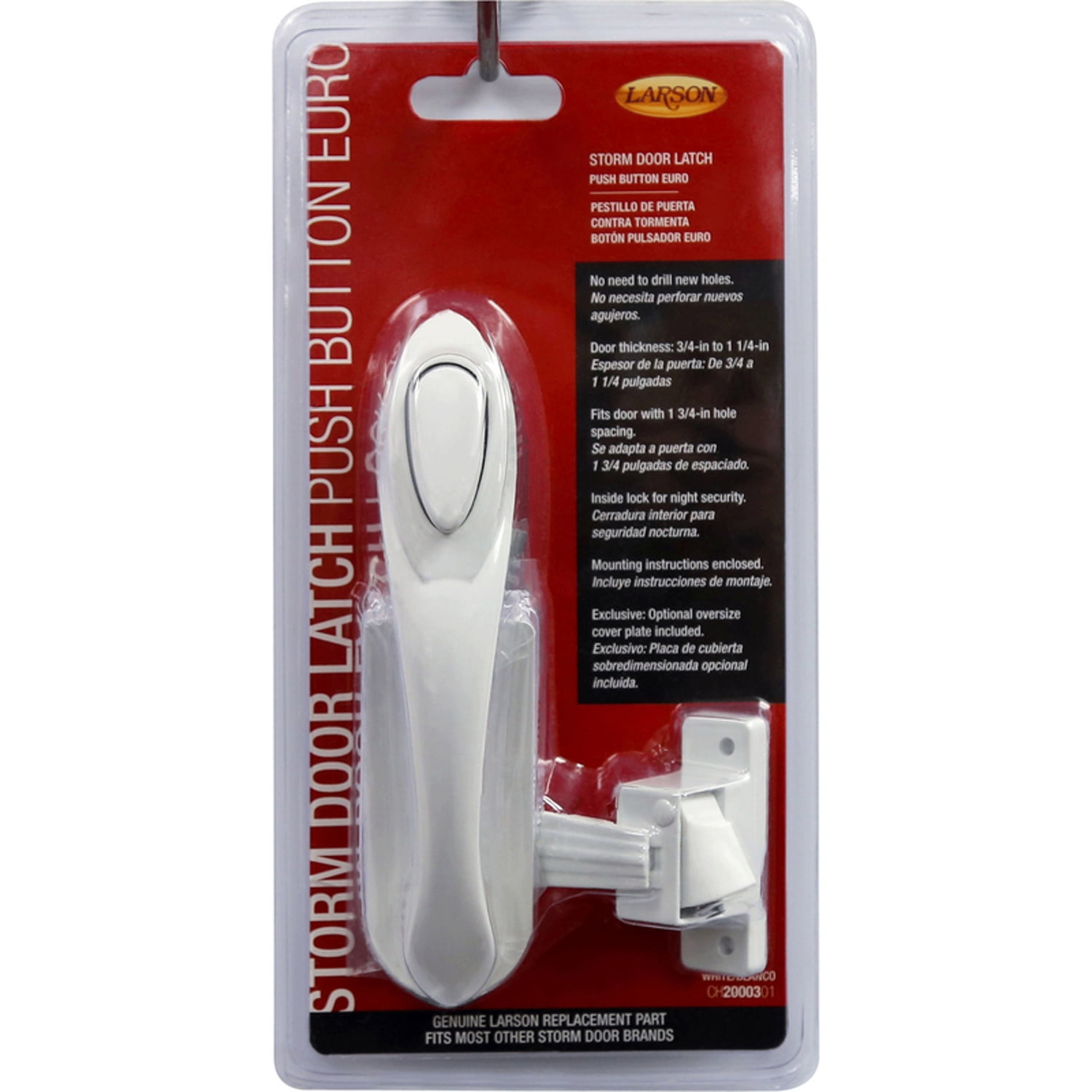 Larson Euro White Push Button Handle - Surface Mount Fits Solid Core Doors - Walmart.com