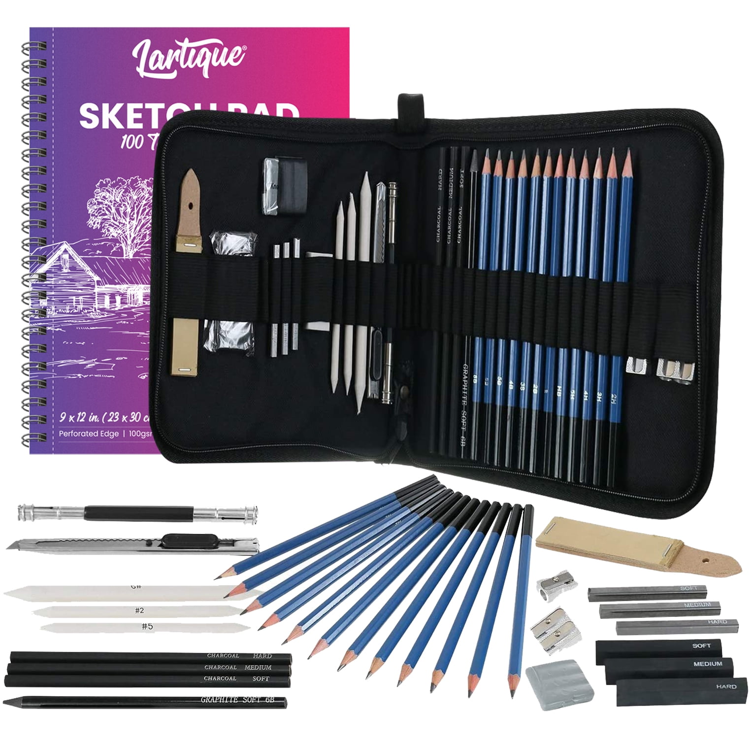 Lartique Professional Sketch Set, 33 Piece Premium Artist Drawing Kit ...