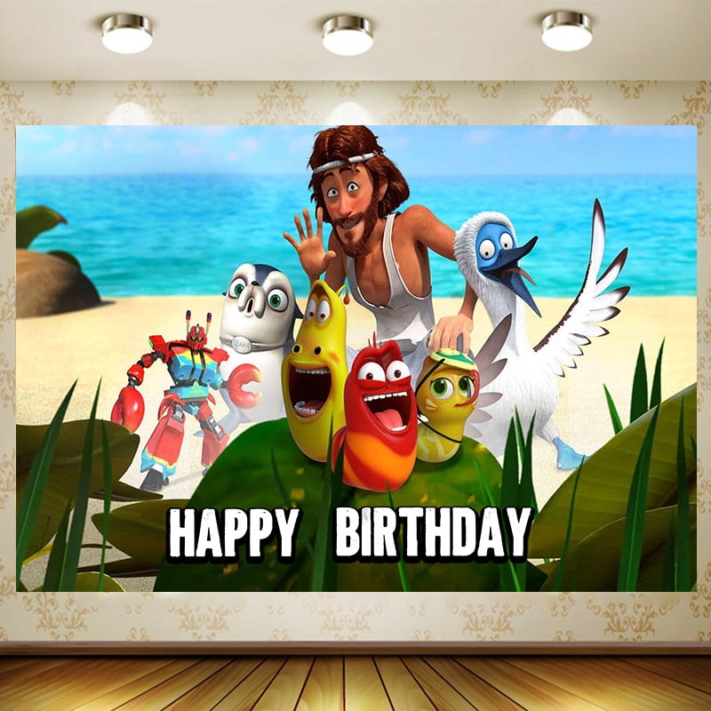 Larva backdrop Birthday Party Supplies Funny worm Banner Kid cartoo ...