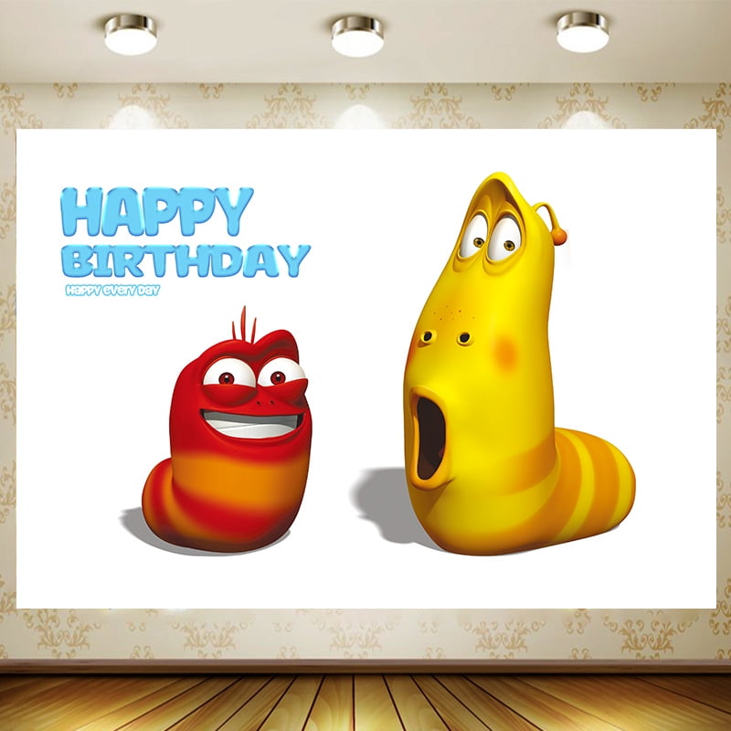 Larva backdrop Birthday Party Supplies Funny worm Banner Kid cartoo ...