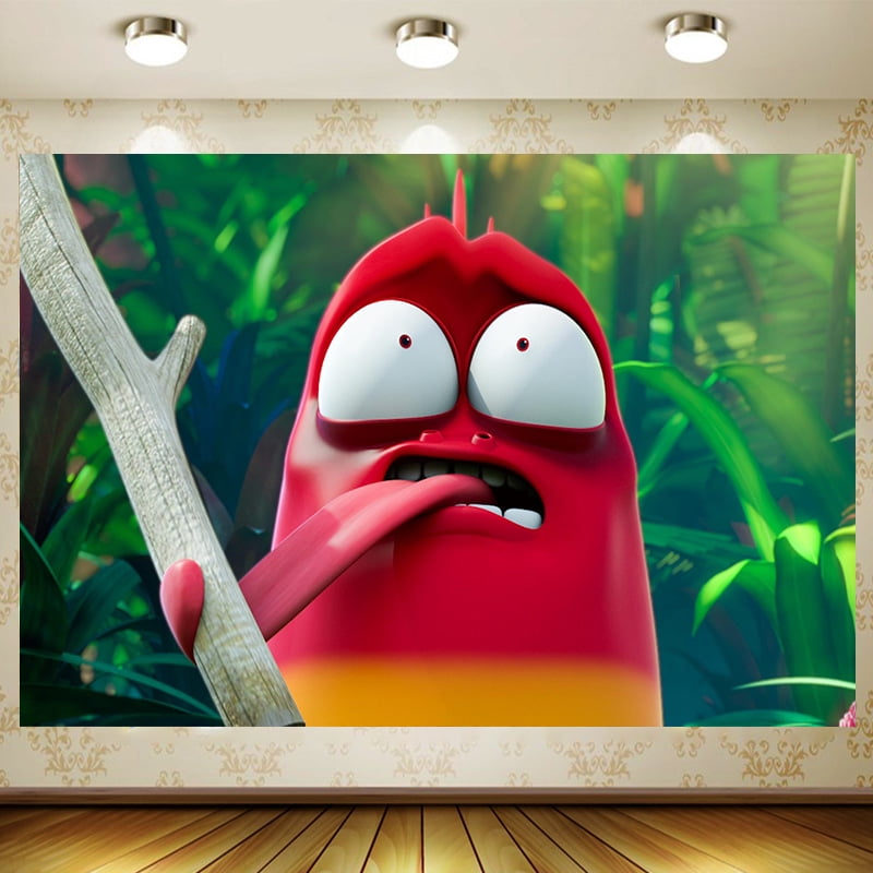 Larva backdrop Birthday Party Supplies Funny worm Banner Kid cartoo ...