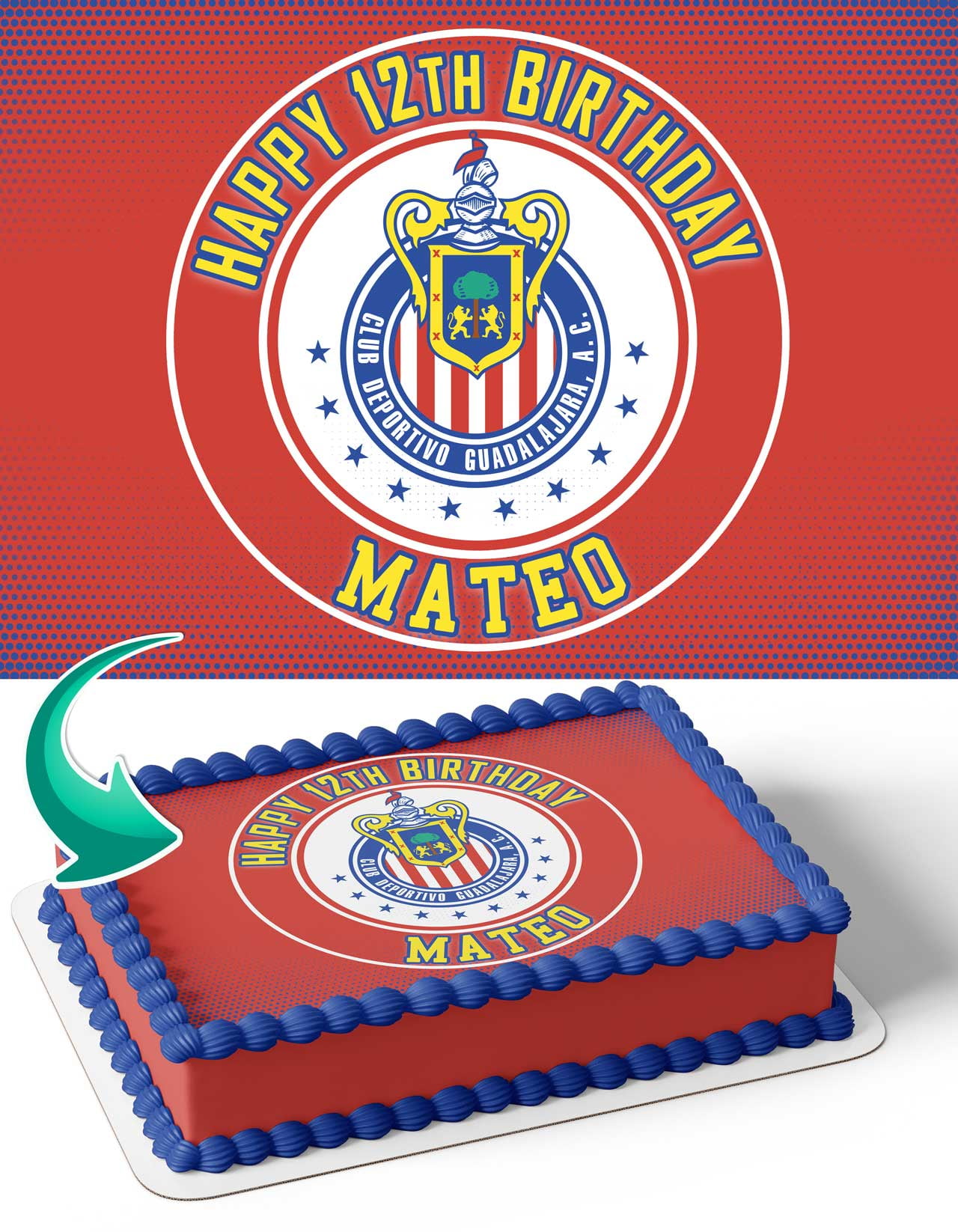 Las Chivas Guadalajara CH Edible Image Cake Topper Personalized ...