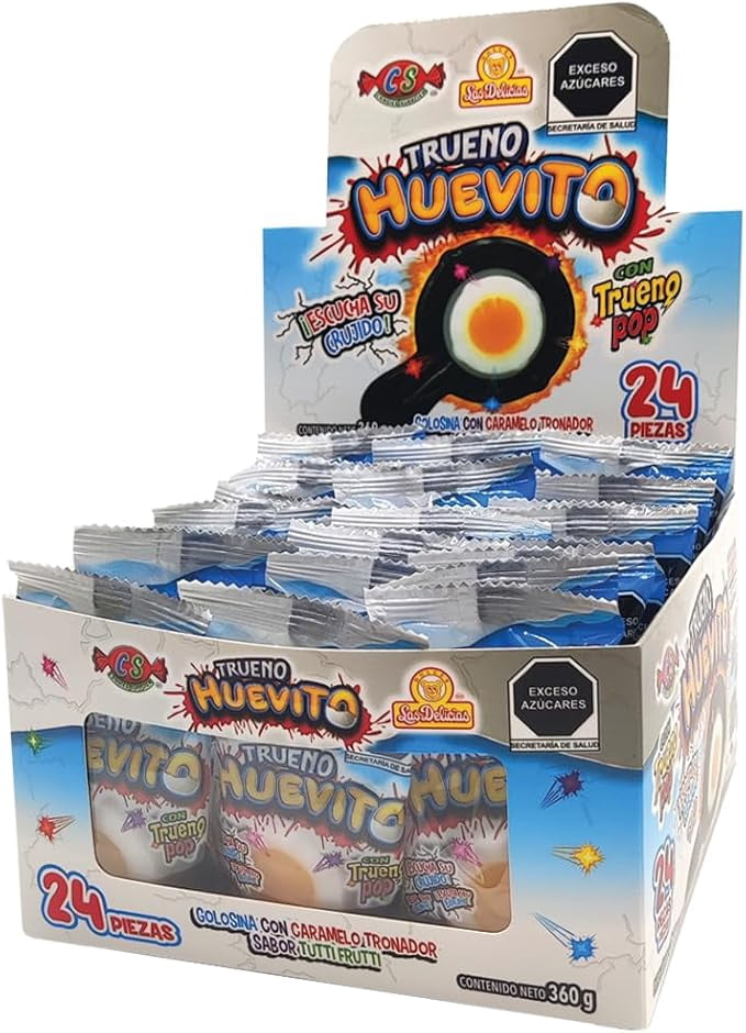Las Delicias Trueno Huevito Egg-Shaped Gummy with Popping Candy 24pz ...