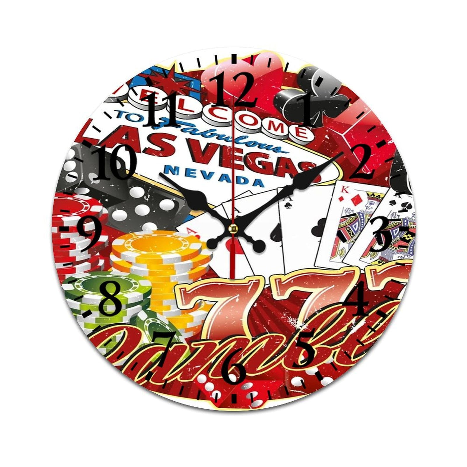 Las Vegas Casino Gambler Wall Clock Modern Design Clocks Wall Hanging ...