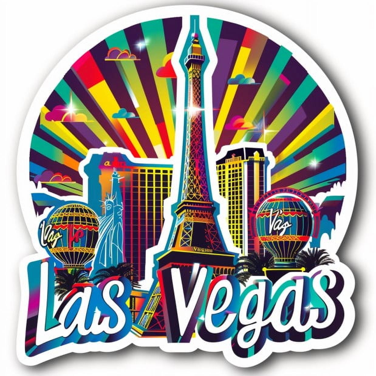 Las Vegas Decal. Glittering Vegas Lights and Famous Landmarks on a ...