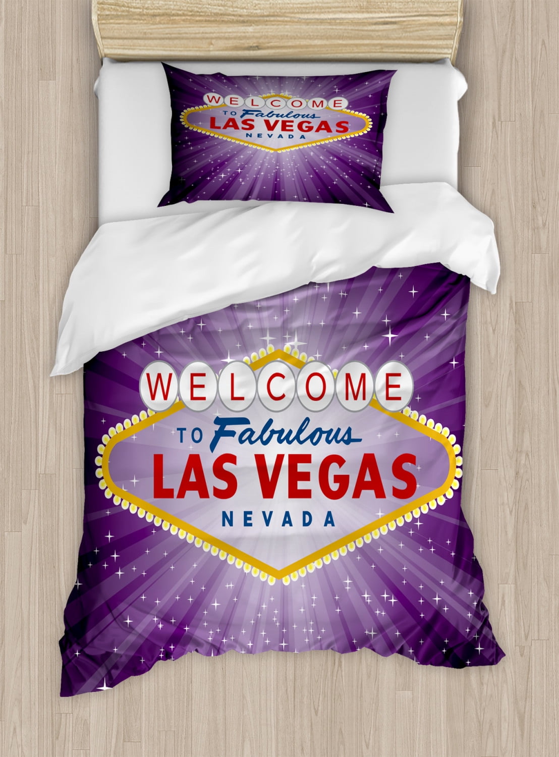 Las Vegas Duvet Cover Set Twin Size, Welcome to Fabulous Las Vegas Sign ...