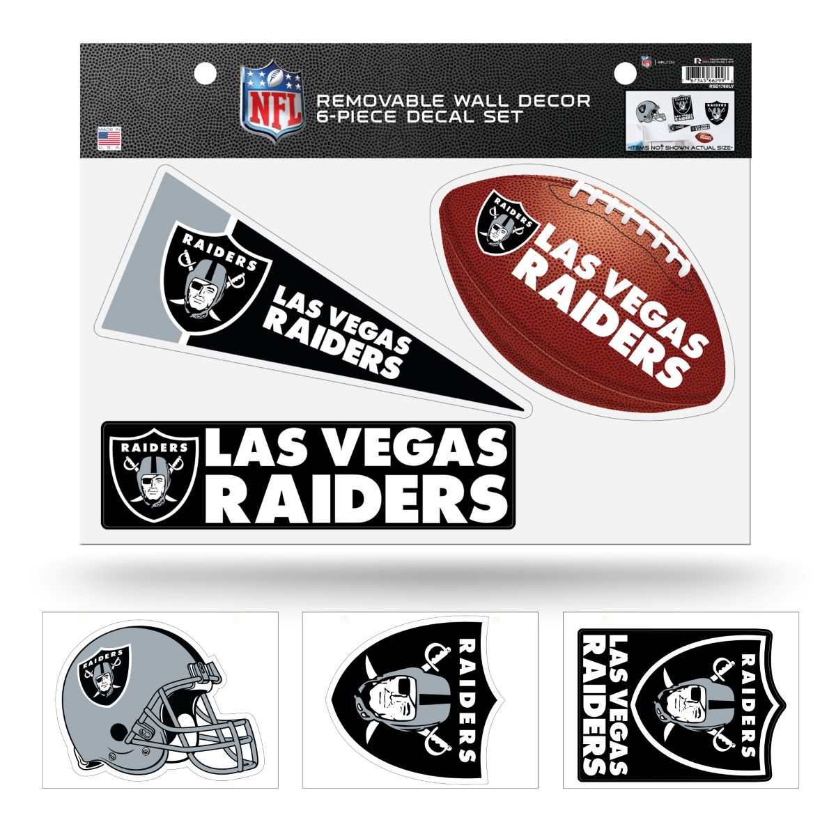 Las Vegas Football Raiders Set of 6 Removable Wall Decal Stickers ...