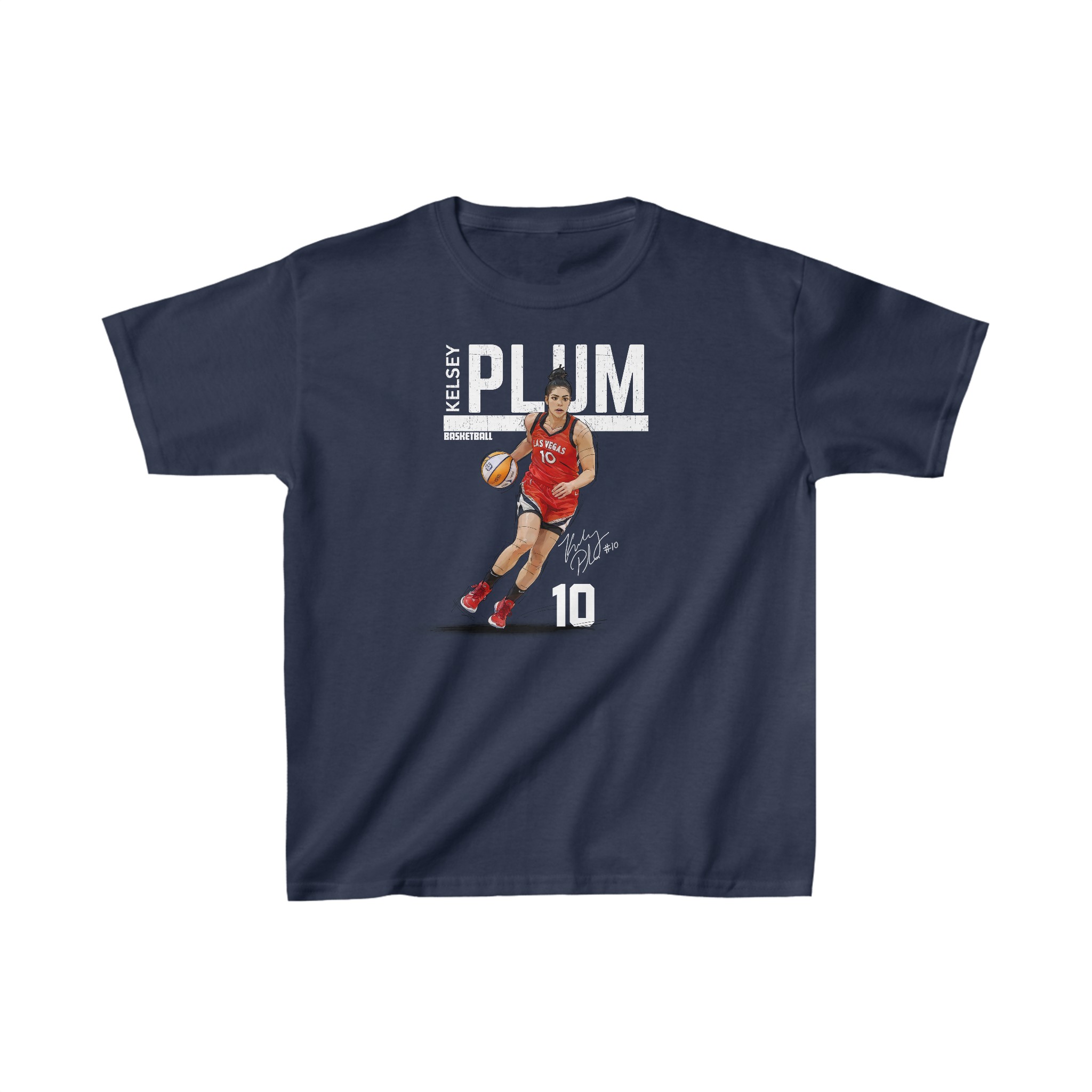 Las Vegas Kelsey Plum #10 Throw Shirt Cartoon Basketball Kids Cotton ...