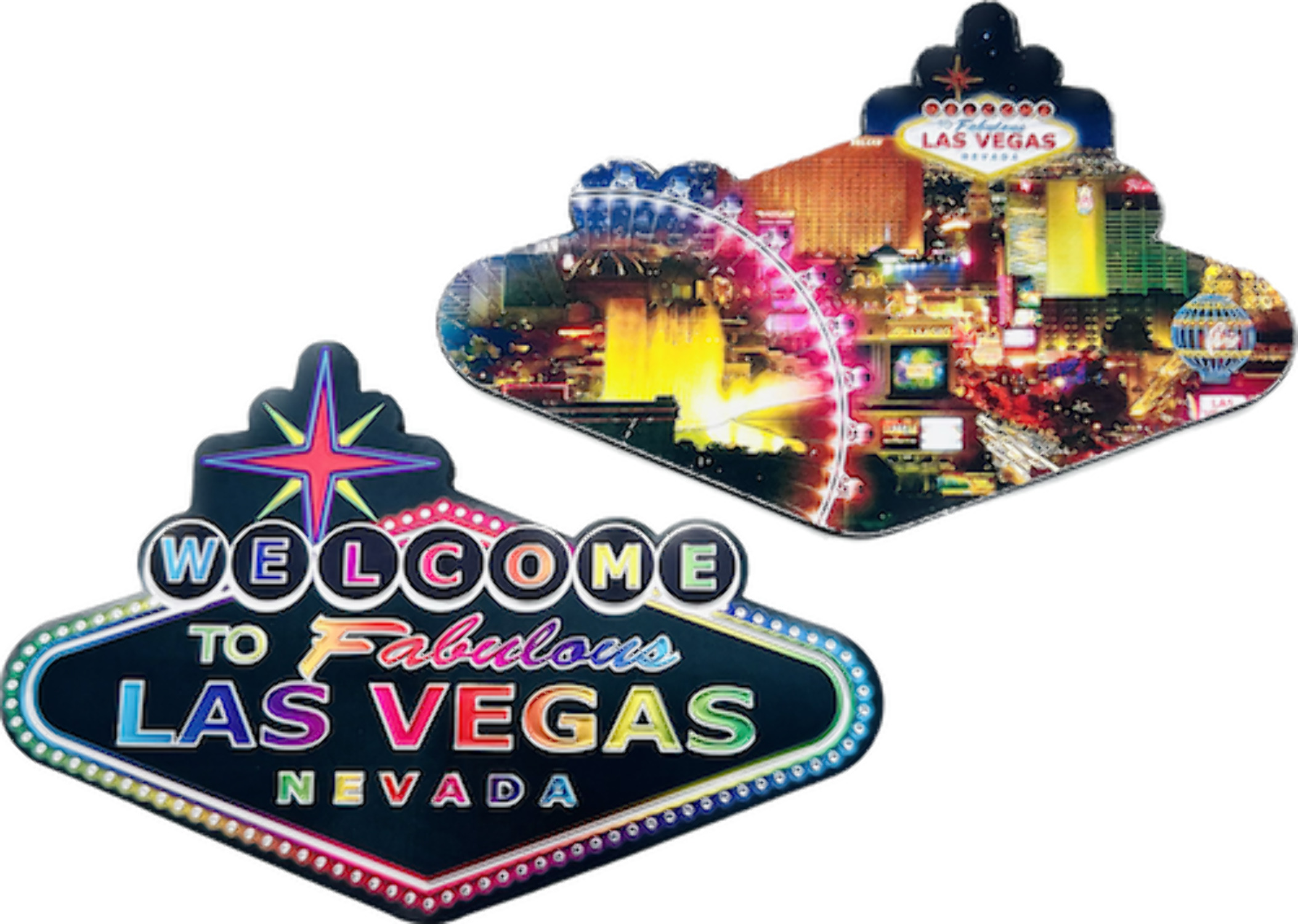 Las Vegas Multi- Foil Double Sided Welcome Sign Magnet- Black/Rainbow ...