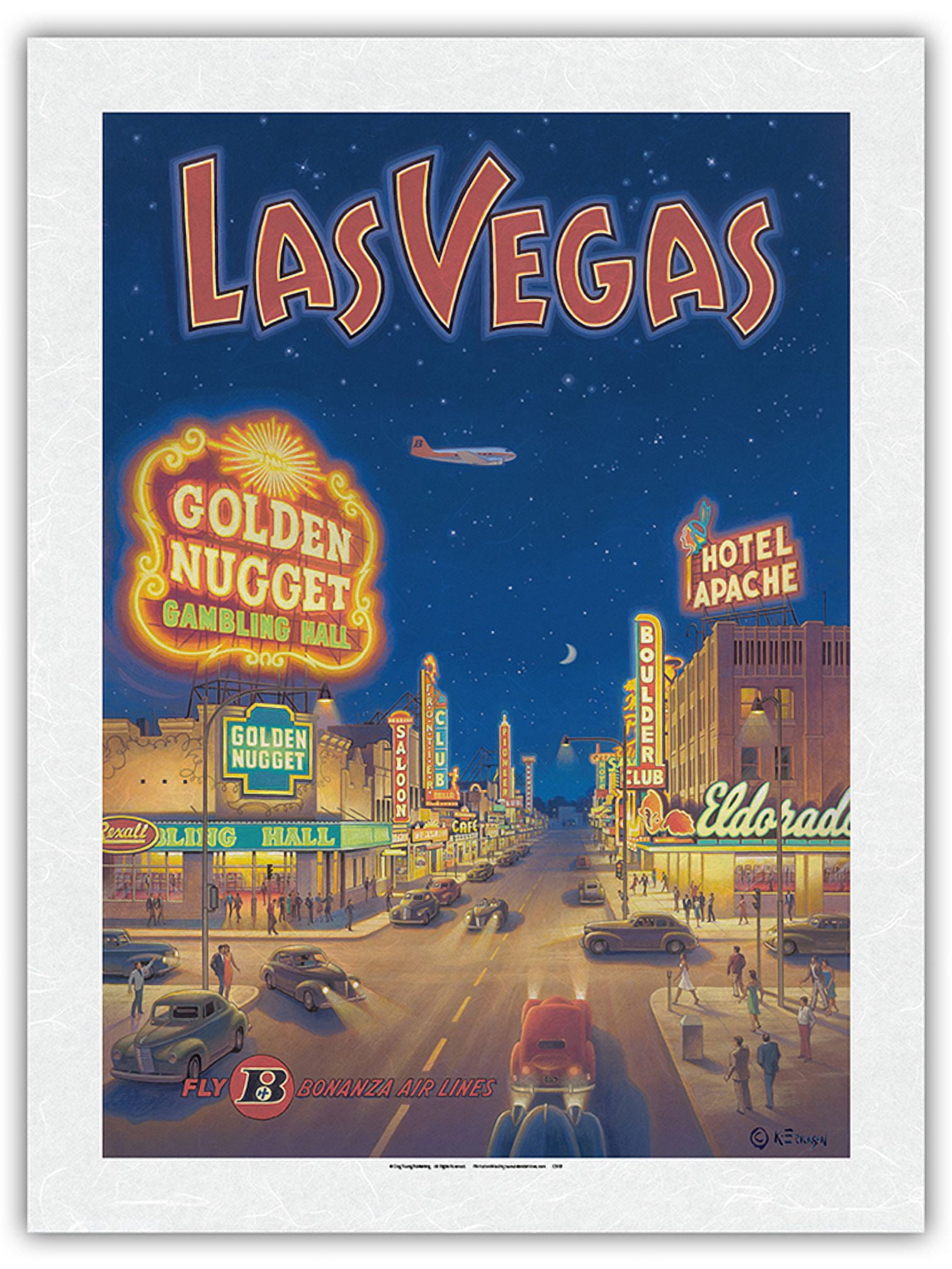 Las Vegas Nevada - Bonanza Air Lines - Vintage Airline Travel Poster by ...